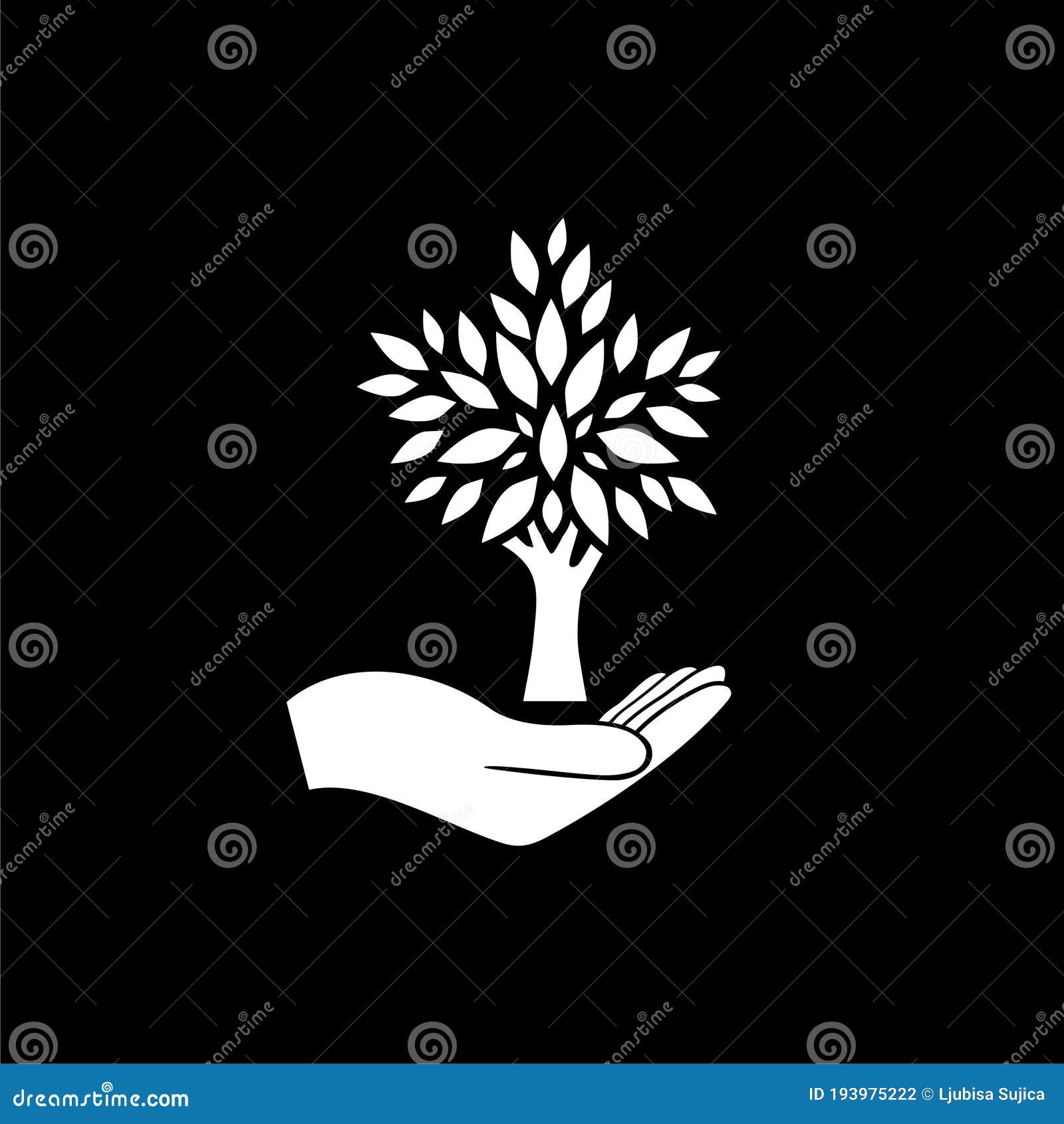 Tree Growing in Hand Icon Isolated on Dark Background Stock Vector ...