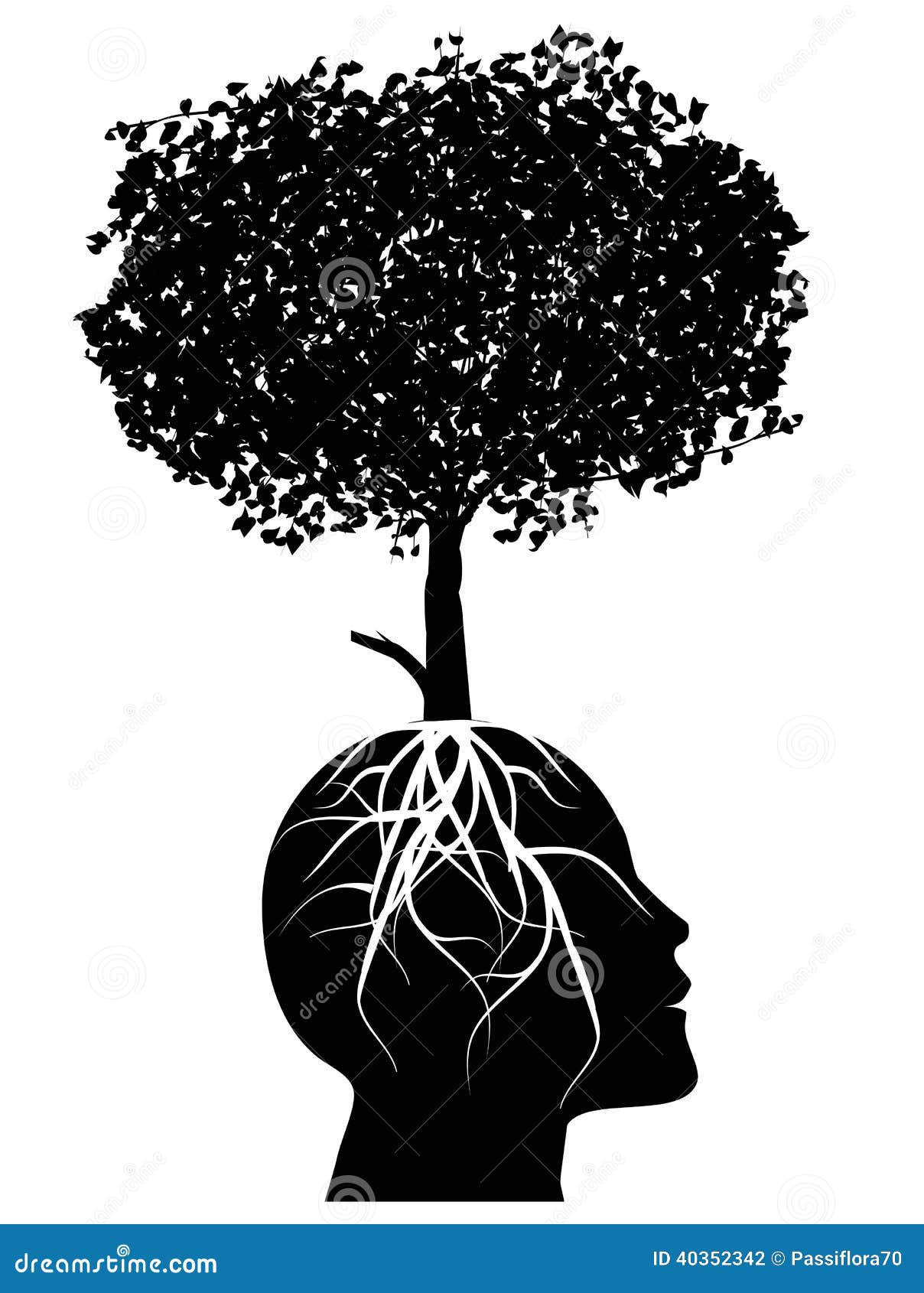 Tree growing from a head stock vector. Illustration of ideas - 40352342