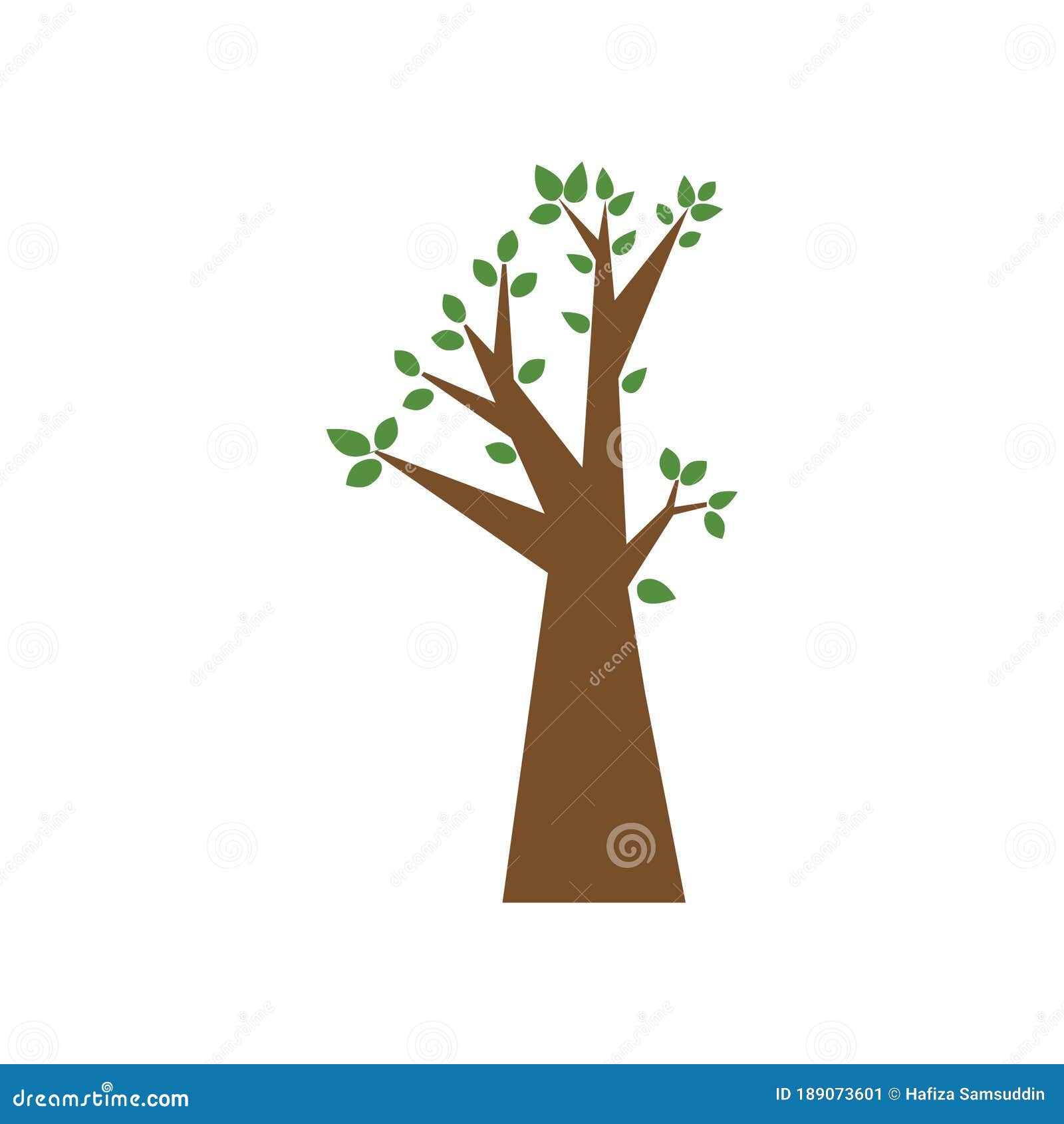 Tree with Growing Leaves. Vector Illustration Decorative Design Stock ...