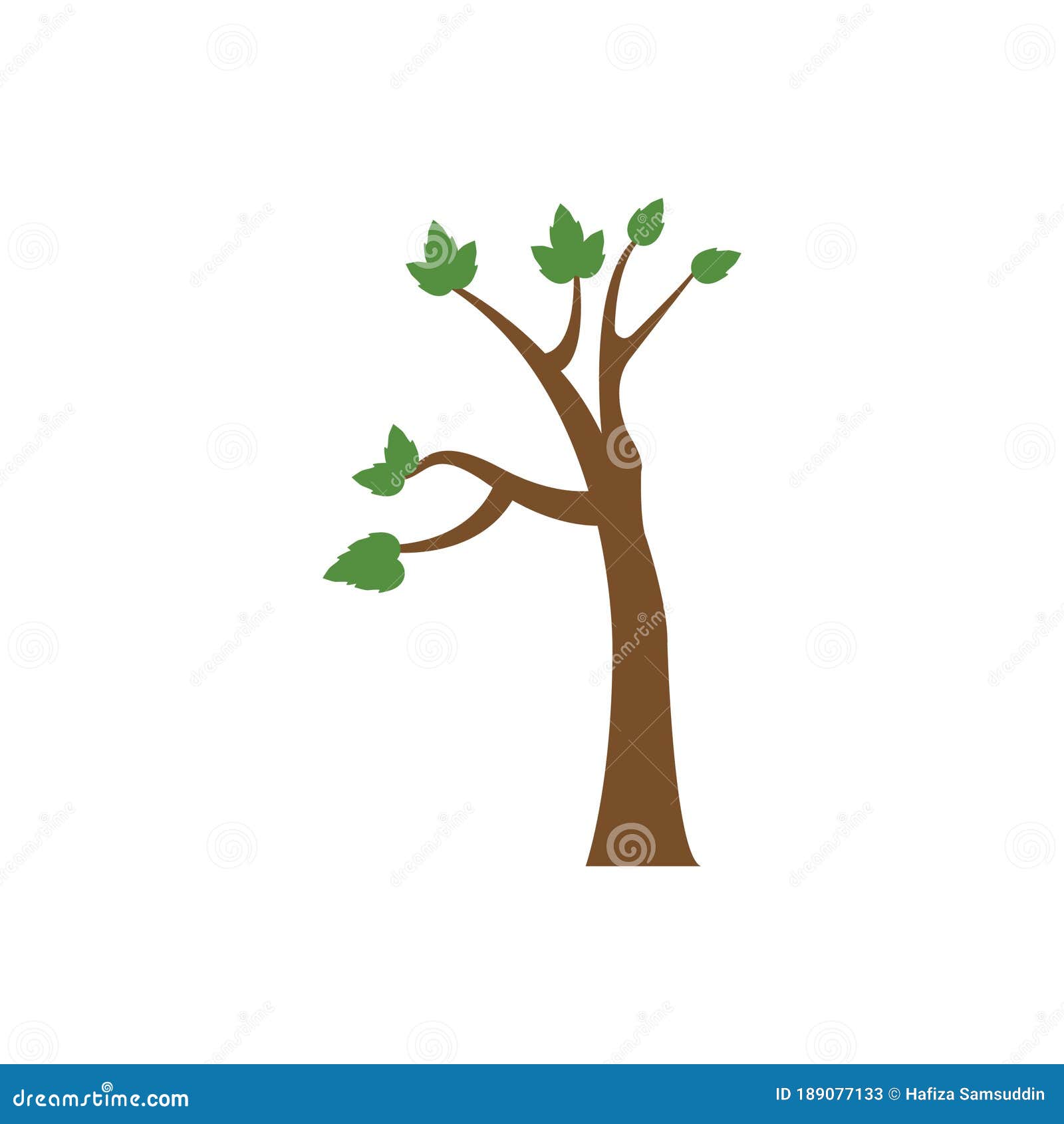 Tree with Growing Leaves. Vector Illustration Decorative Design Stock ...