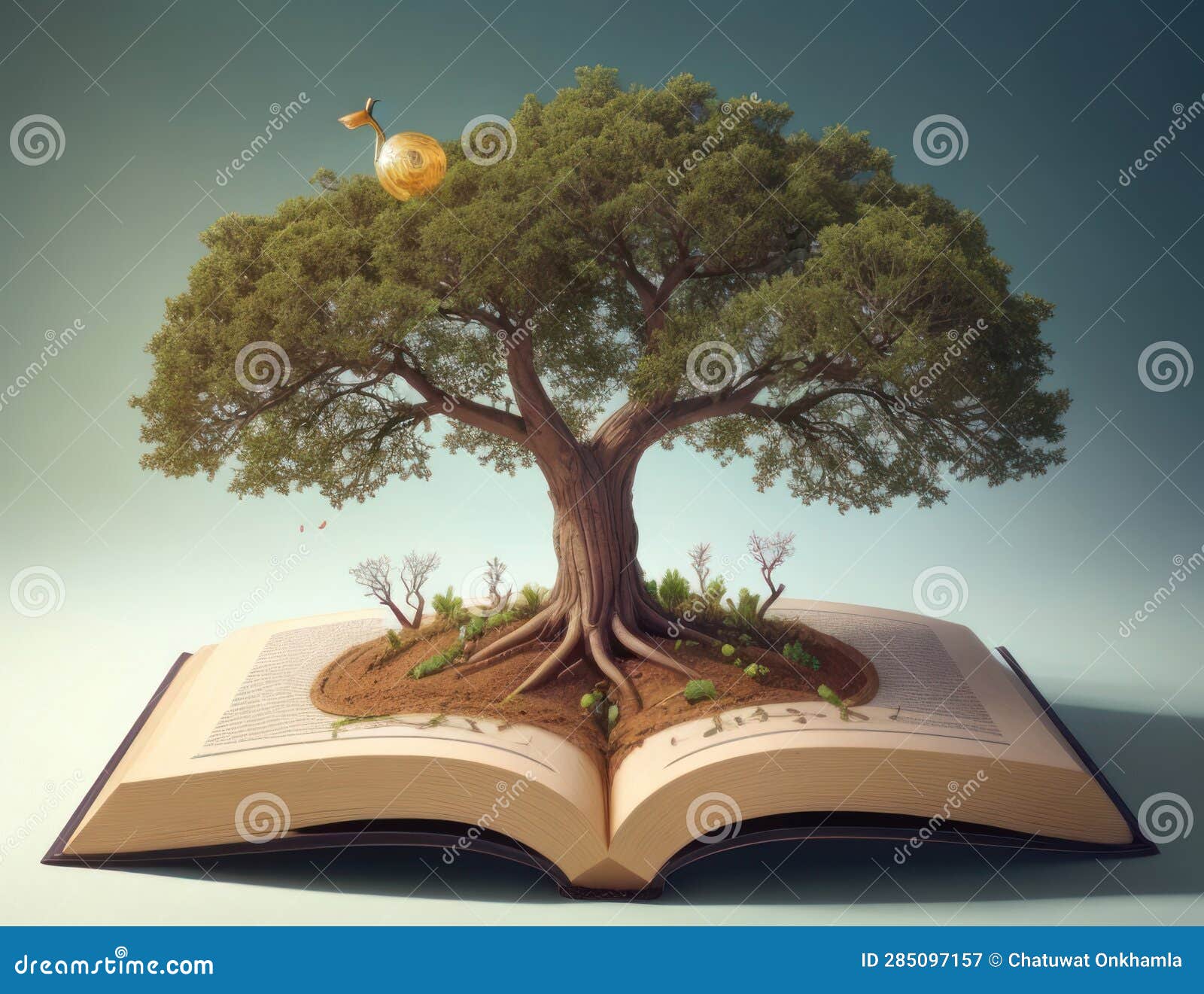 A Tree Growing on an Open Book the Concept of Knowledge Grows Like a ...