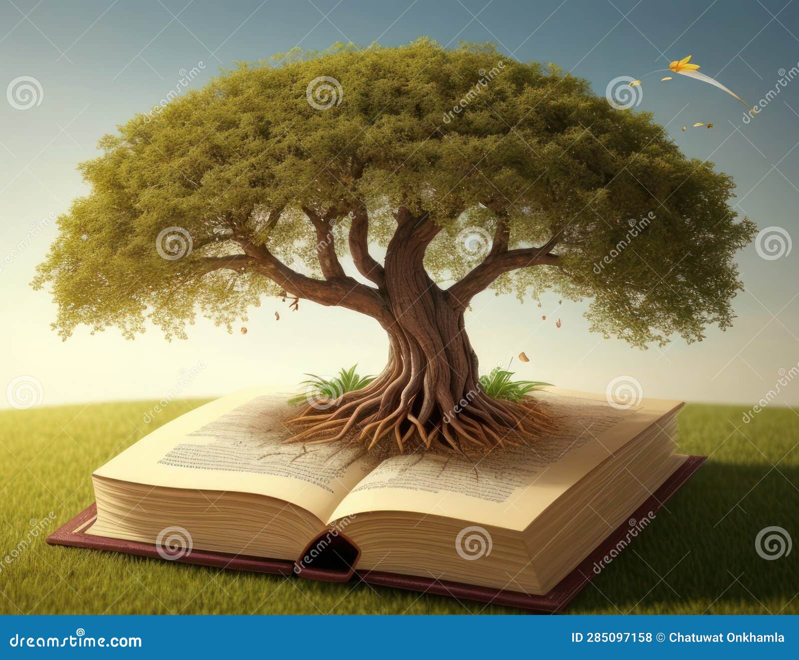 A Tree Growing on an Open Book the Concept of Knowledge Grows Like a ...