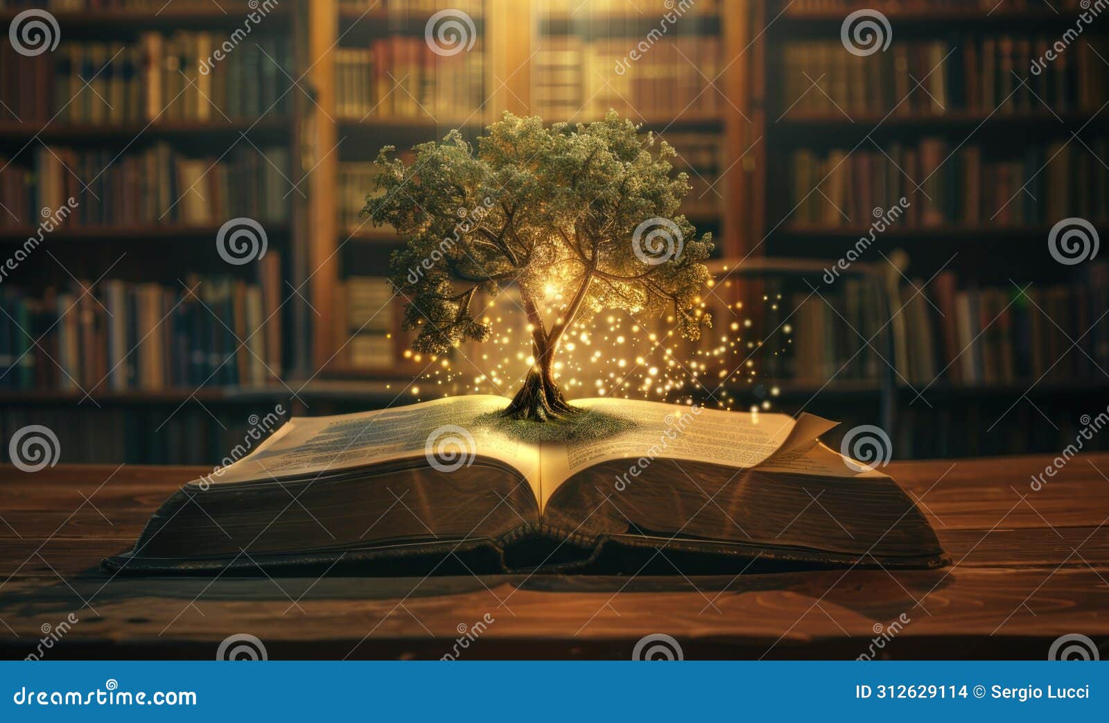 Tree Growing from an Open Book. the Concept of Knowledge and Wisdom ...
