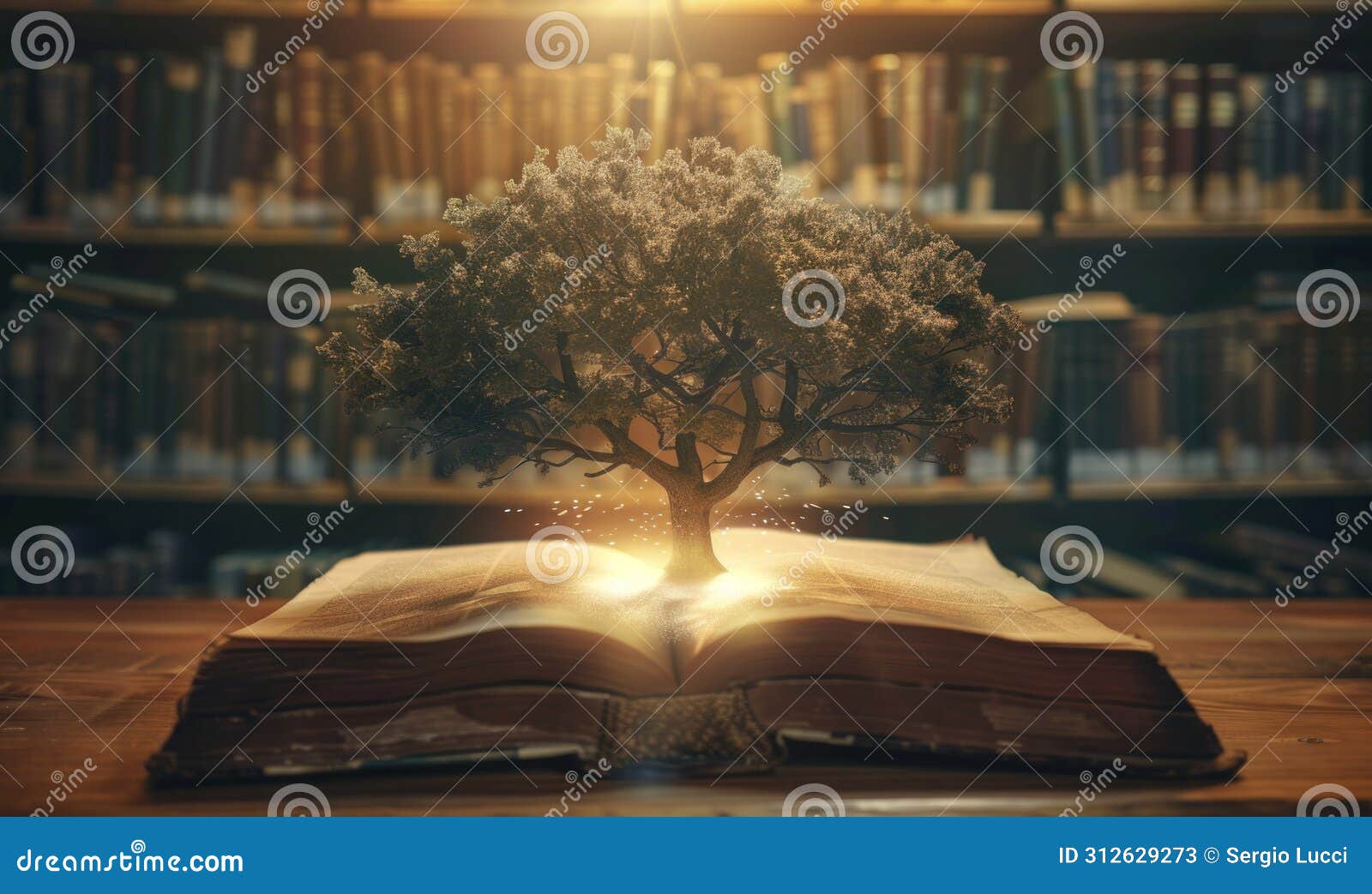 Tree Growing from an Open Book. the Concept of Knowledge and Wisdom ...