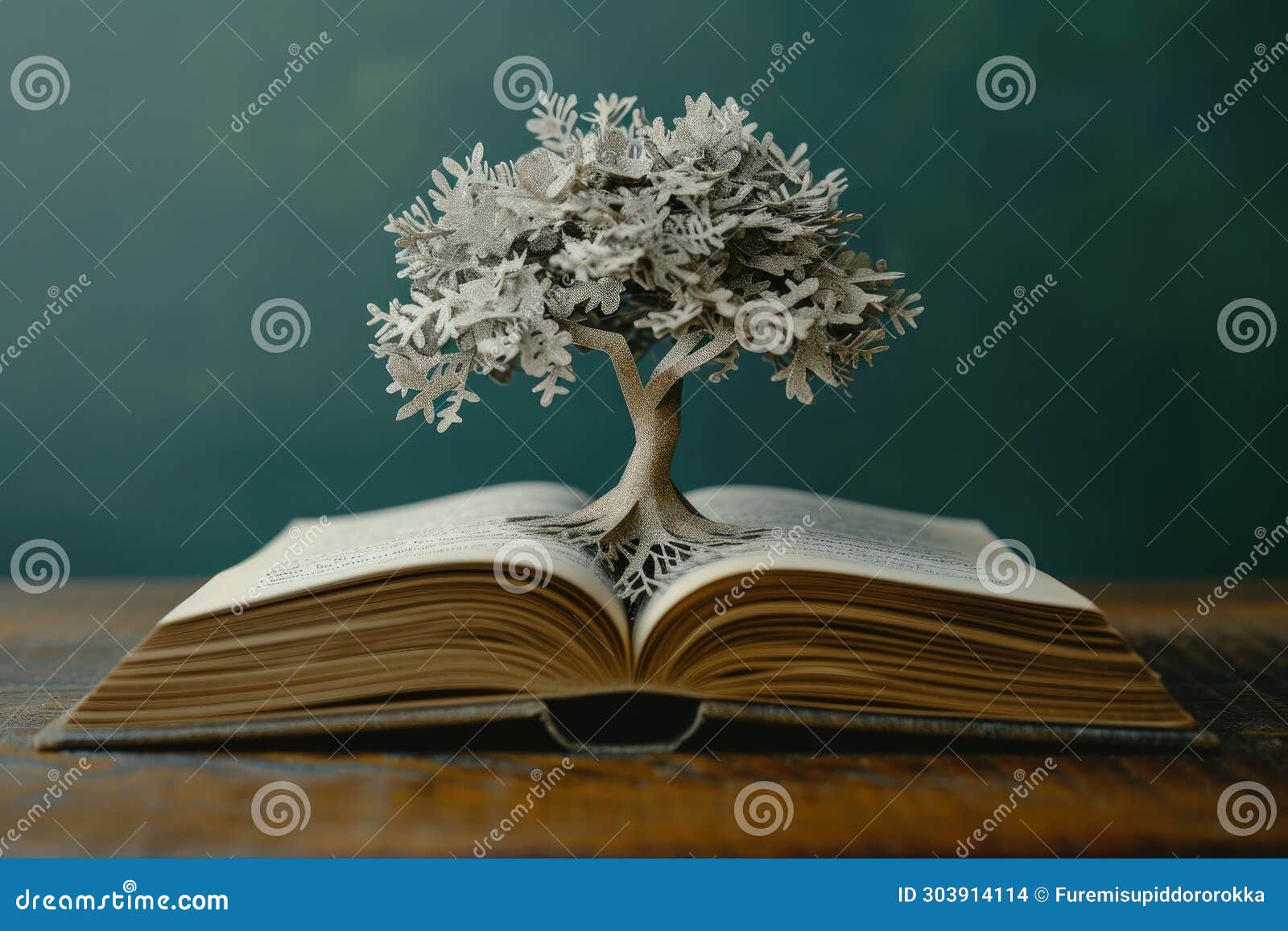 Tree Growing from an Open Book, Symbolizing the Growth of Knowledge and ...