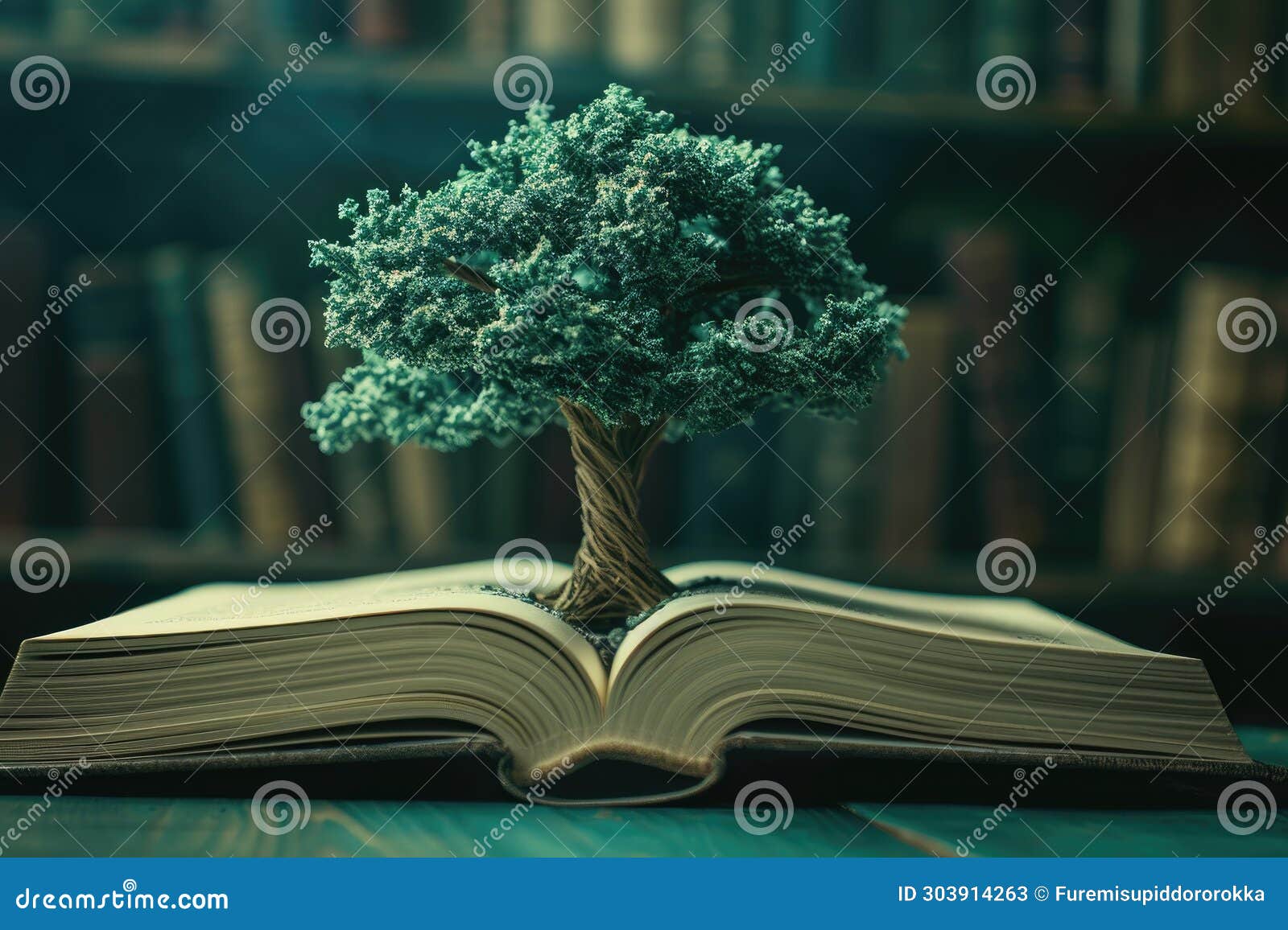Tree Growing from an Open Book, Symbolizing the Growth of Knowledge and ...