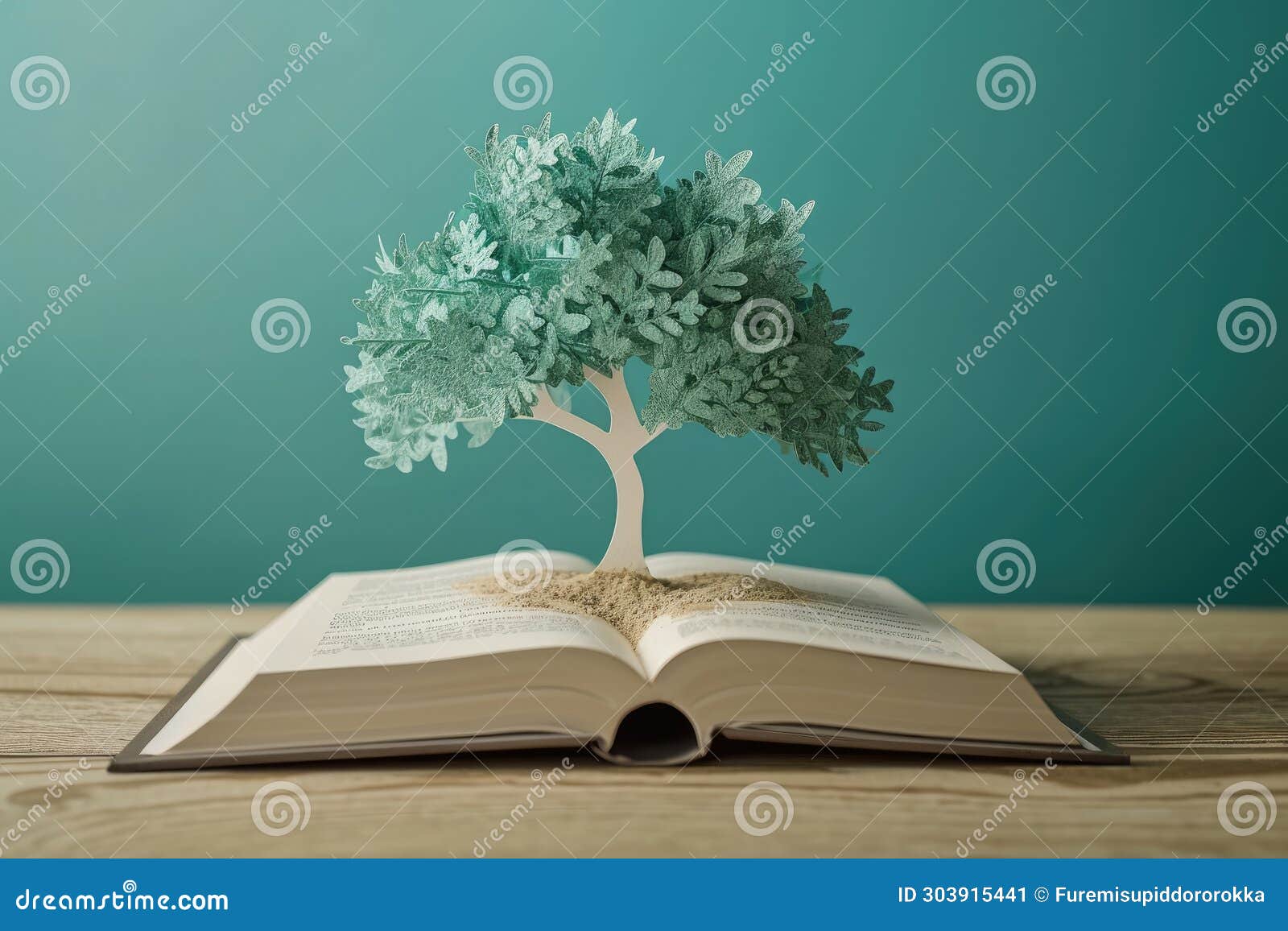 Tree Growing from an Open Book, Symbolizing the Growth of Knowledge and ...