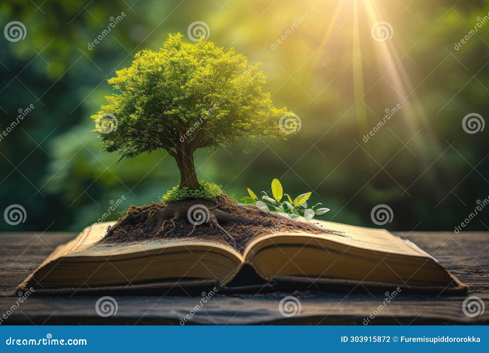 Tree Growing from an Open Book, Symbolizing the Growth of Knowledge and ...