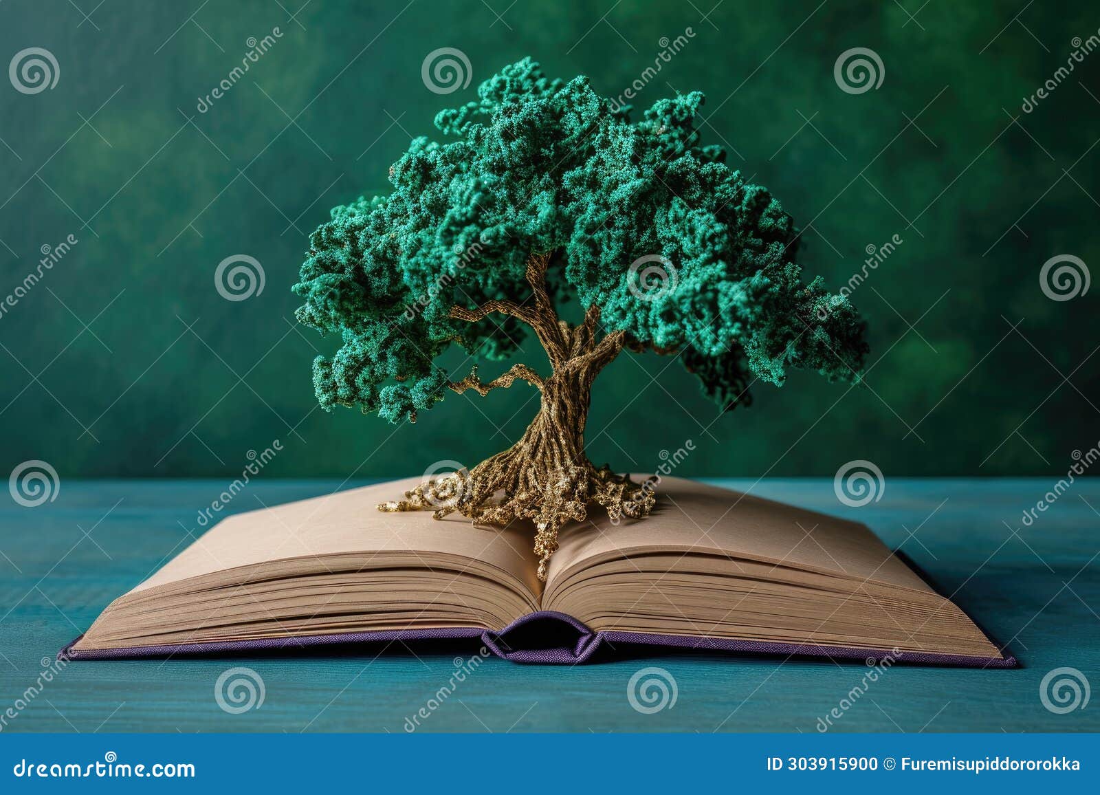 Tree Growing from an Open Book, Symbolizing the Growth of Knowledge and ...