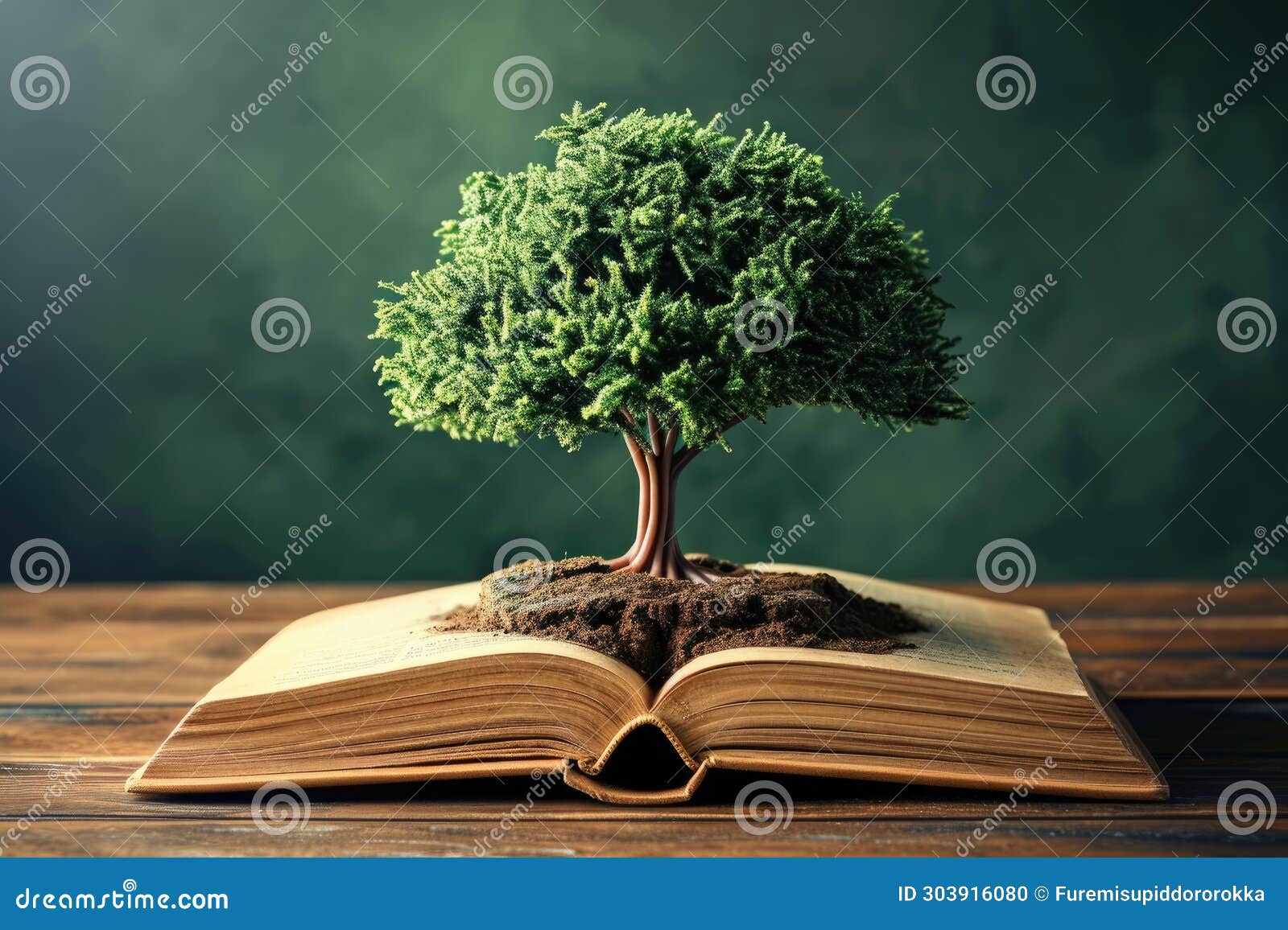 Tree Growing from an Open Book, Symbolizing the Growth of Knowledge and ...