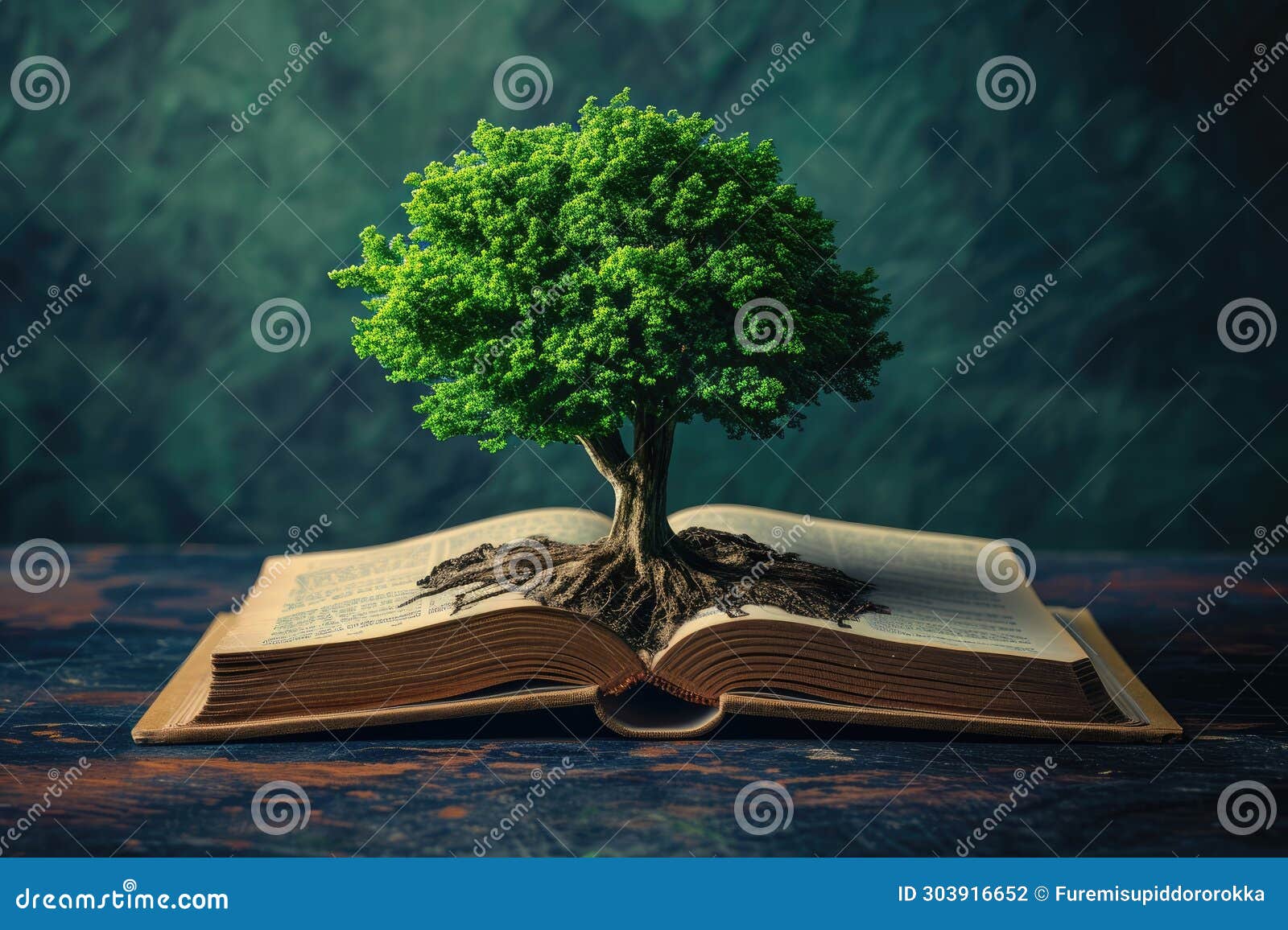 Tree Growing from an Open Book, Symbolizing the Growth of Knowledge and ...