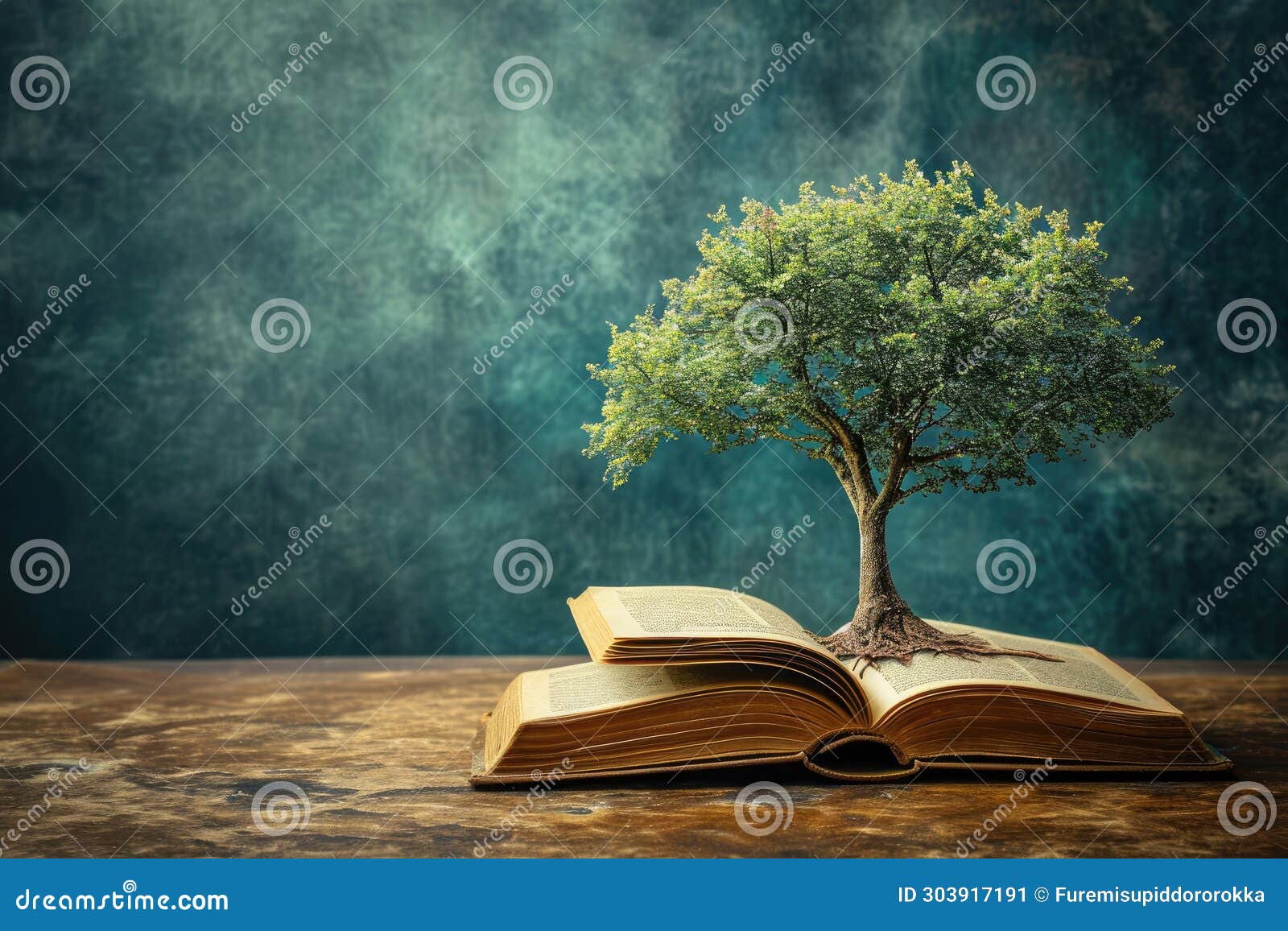 Tree Growing from an Open Book, Symbolizing the Growth of Knowledge and ...