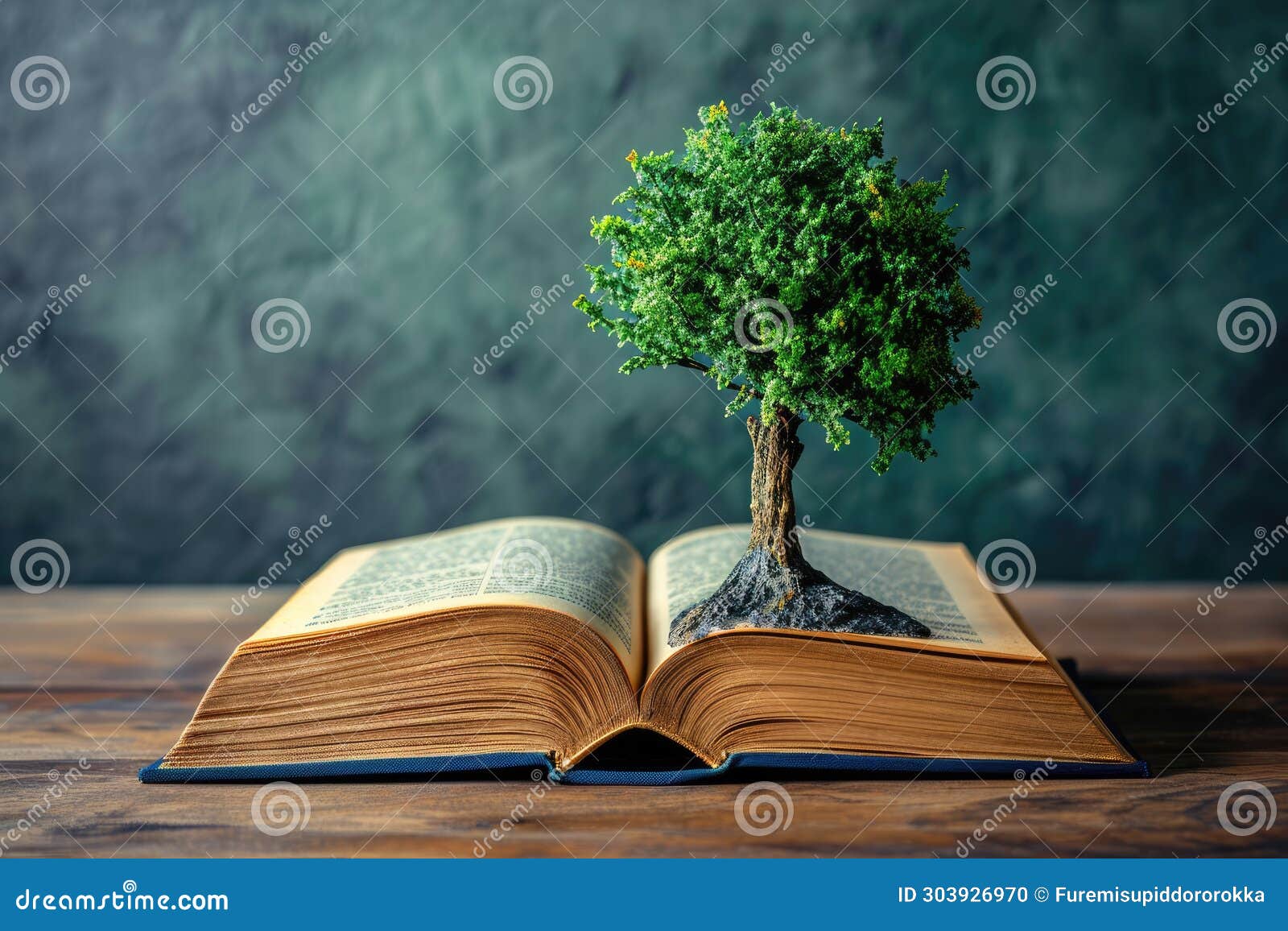 Tree Growing from an Open Book, Symbolizing the Growth of Knowledge and ...