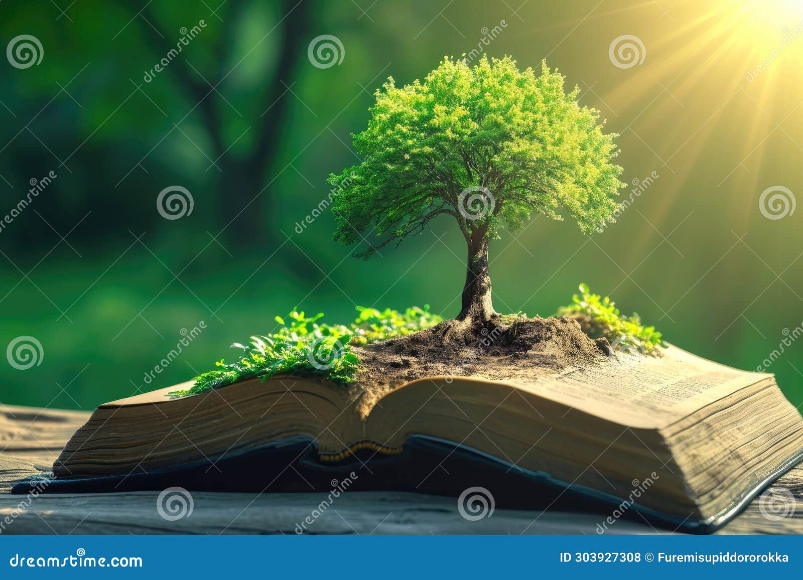 Tree Growing from an Open Book, Symbolizing the Growth of Knowledge and ...