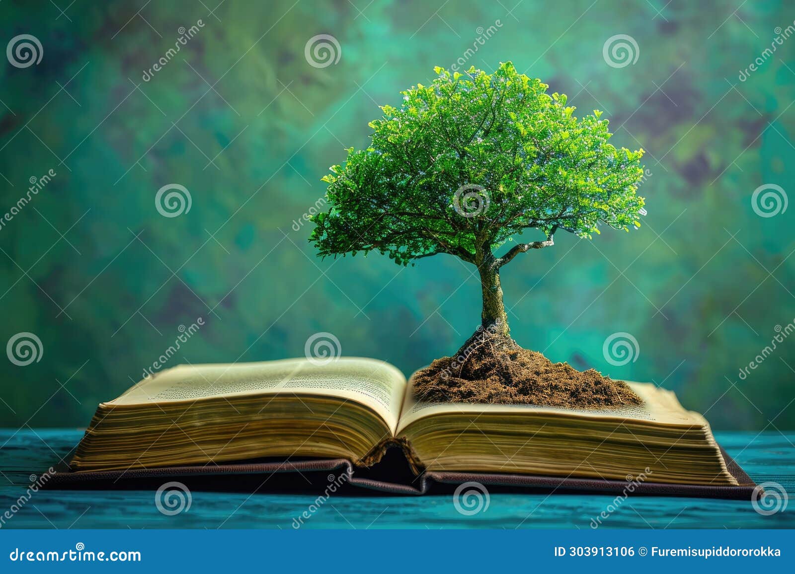 Tree Growing from an Open Book, Symbolizing the Growth of Knowledge and ...