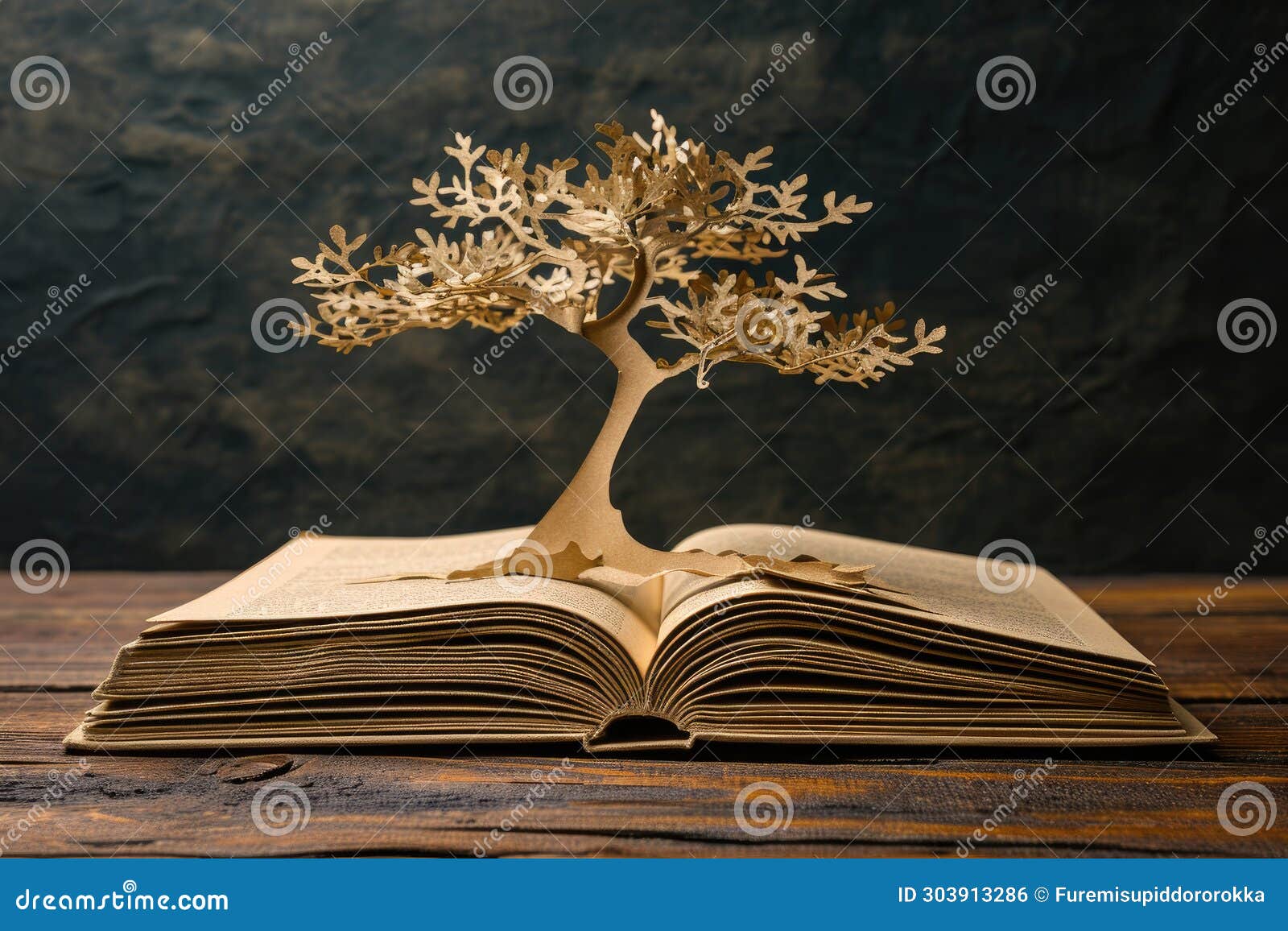Tree Growing from an Open Book, Symbolizing the Growth of Knowledge and ...
