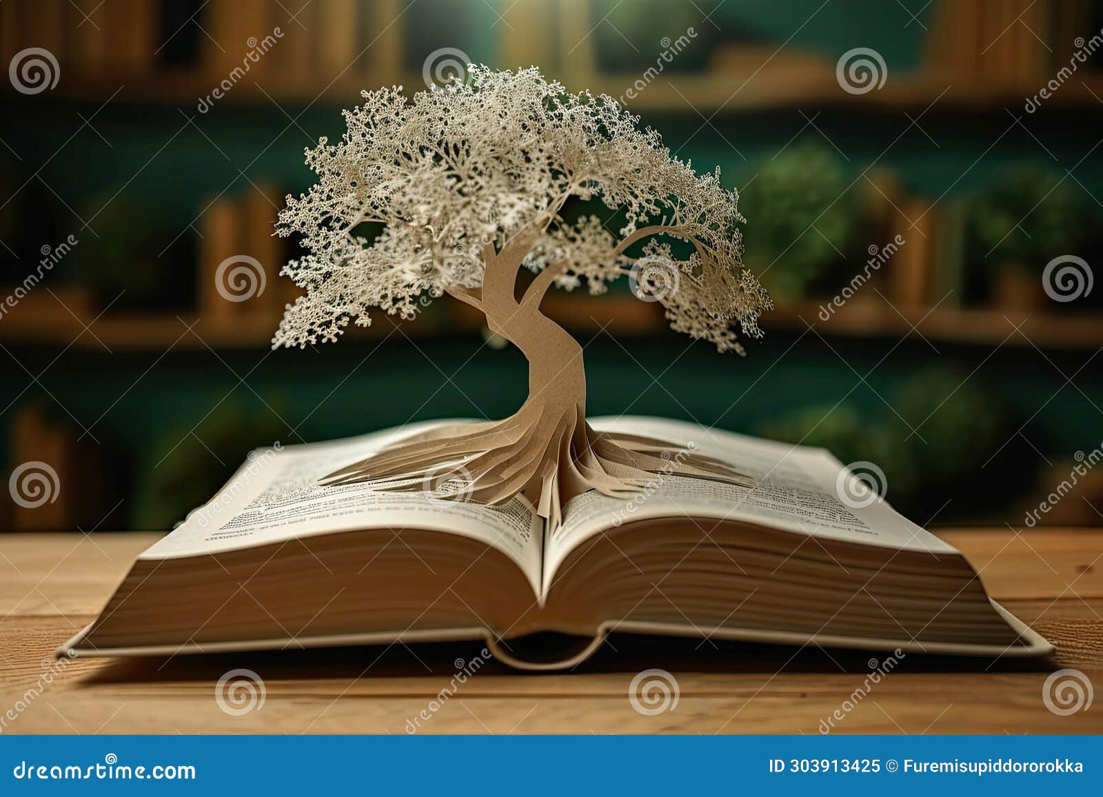 Tree Growing from an Open Book, Symbolizing the Growth of Knowledge and ...