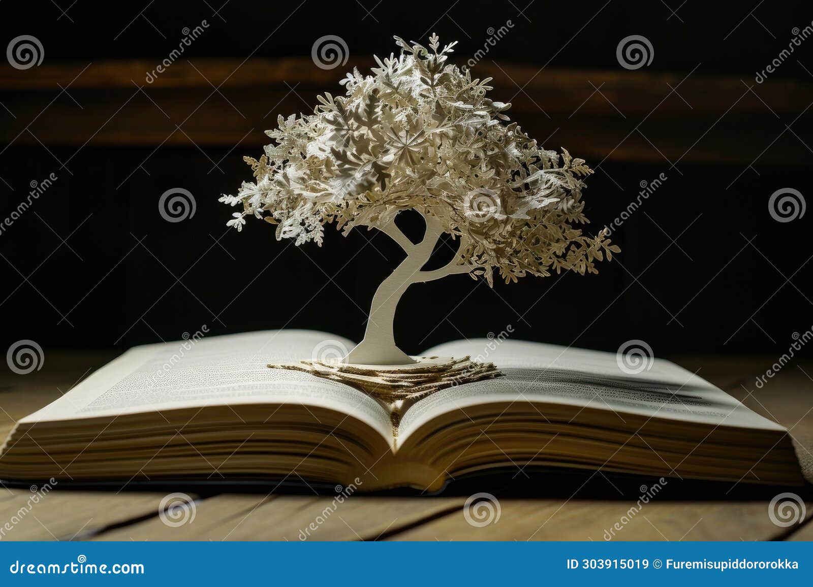 Tree Growing from an Open Book, Symbolizing the Growth of Knowledge and ...