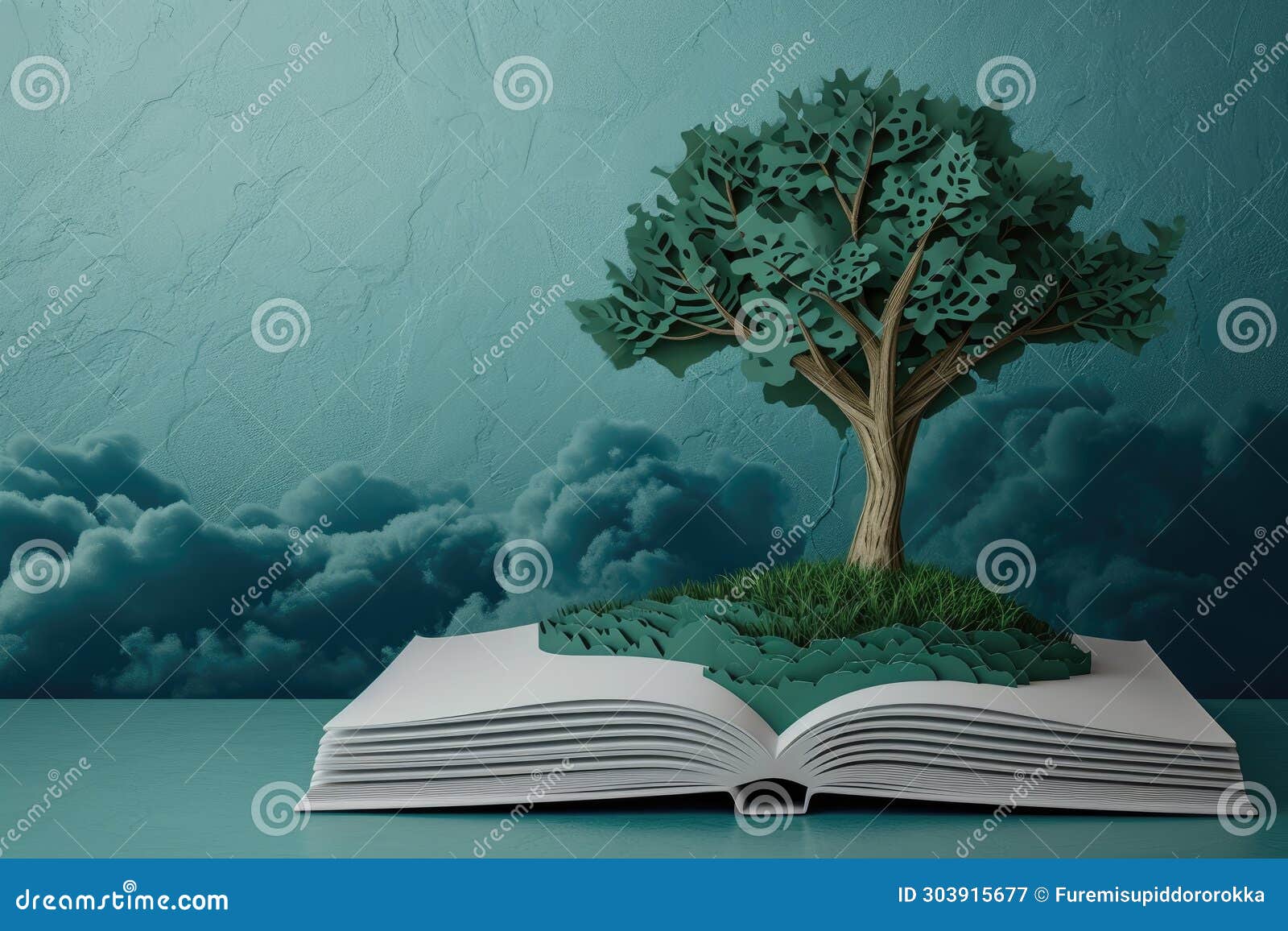 Tree Growing from an Open Book, Symbolizing the Growth of Knowledge and ...
