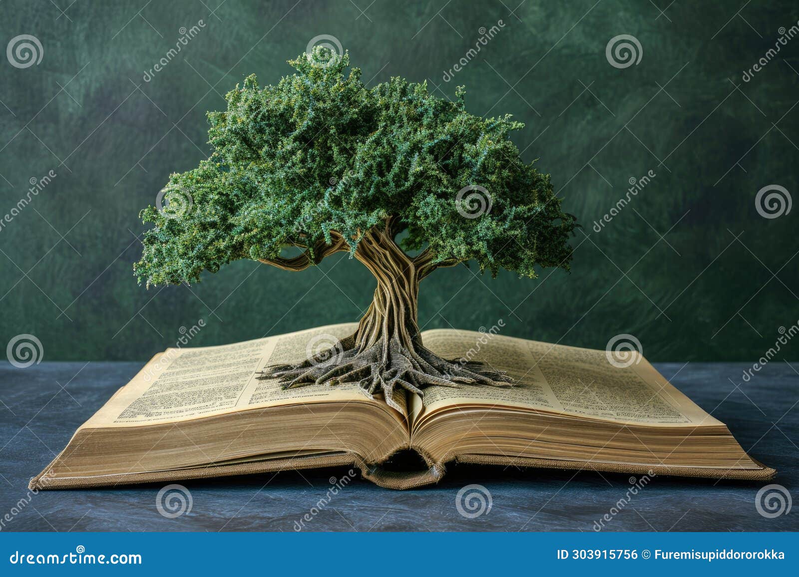 Tree Growing from an Open Book, Symbolizing the Growth of Knowledge and ...