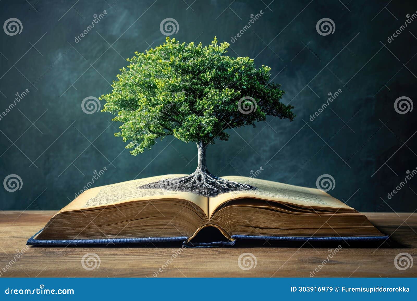 Tree Growing from an Open Book, Symbolizing the Growth of Knowledge and ...