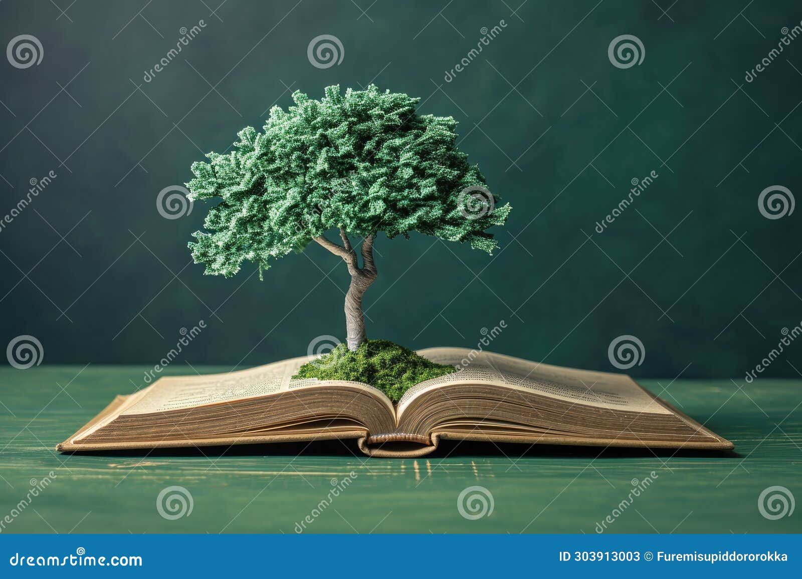 Tree Growing from an Open Book, Symbolizing the Growth of Knowledge and ...