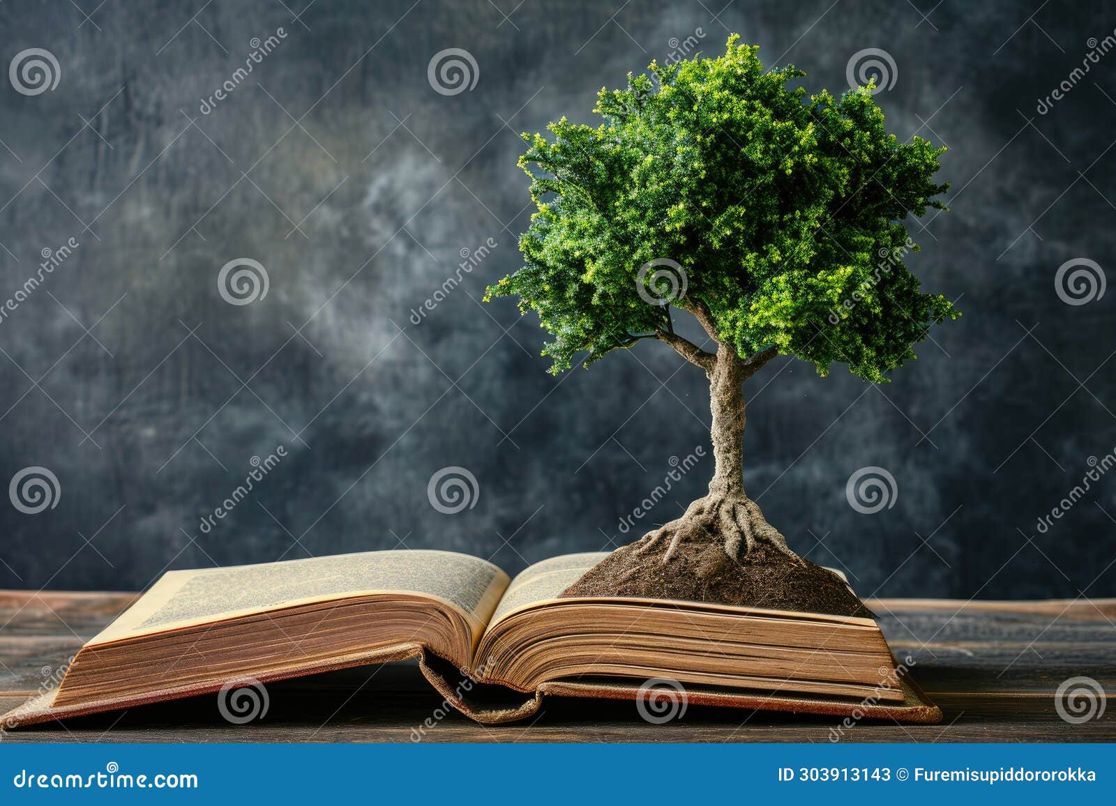 Tree Growing from an Open Book, Symbolizing the Growth of Knowledge and ...