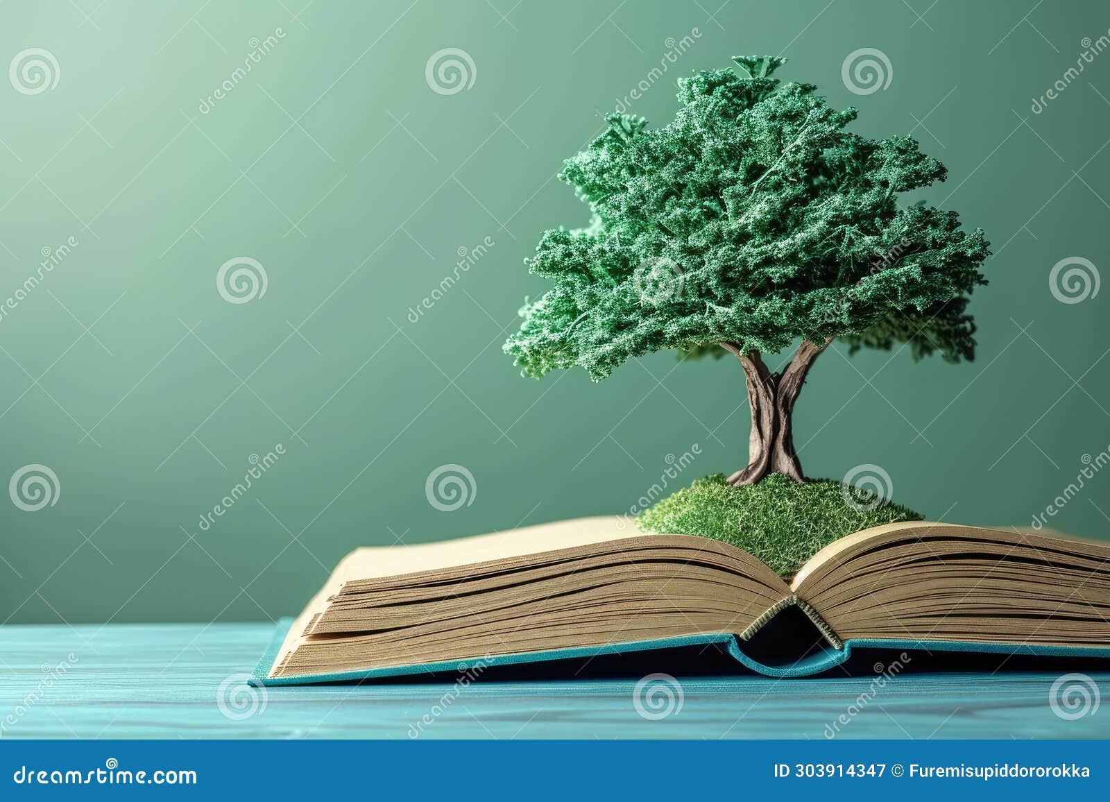 Tree Growing from an Open Book, Symbolizing the Growth of Knowledge and ...