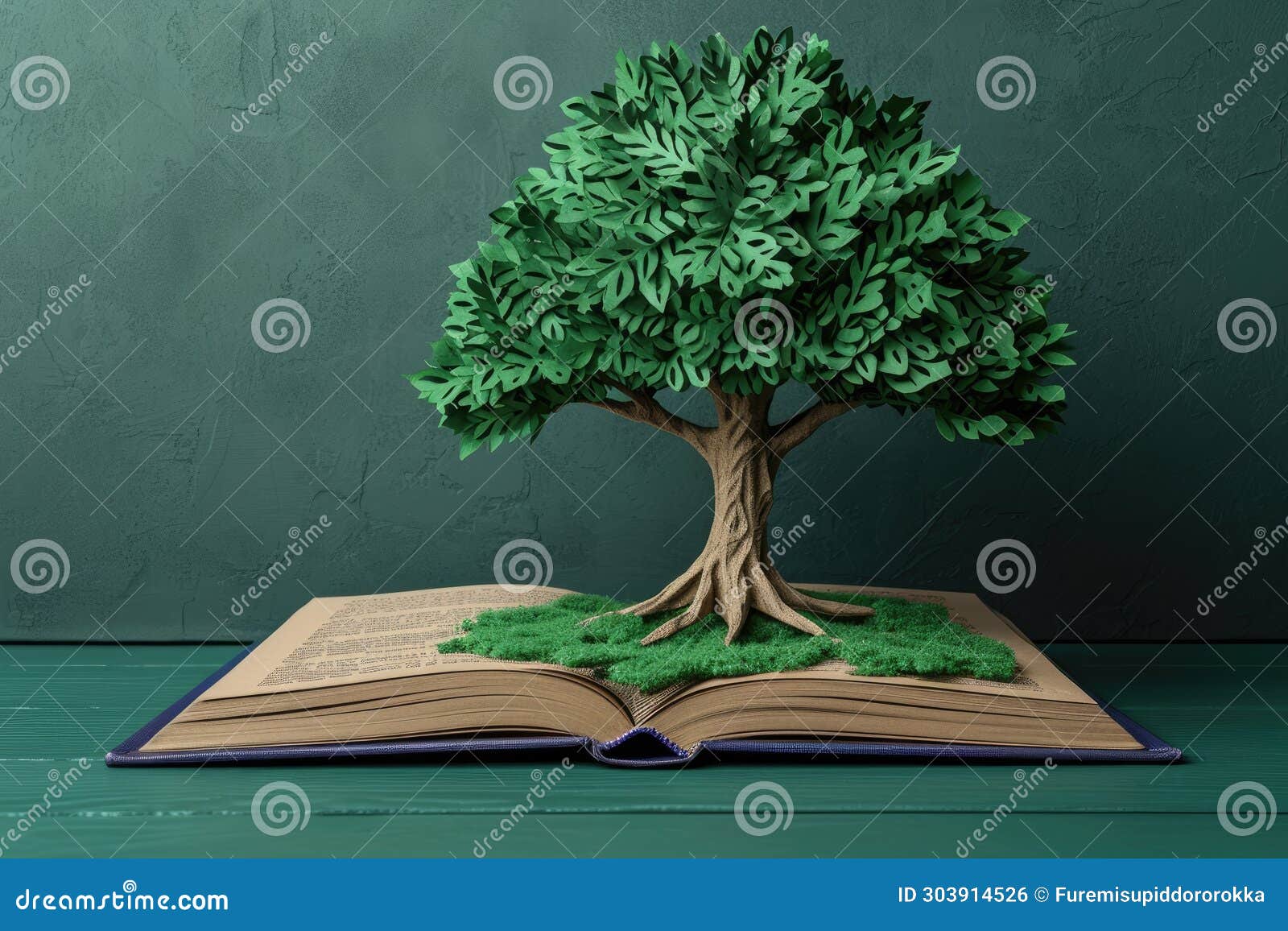 Tree Growing from an Open Book, Symbolizing the Growth of Knowledge and ...