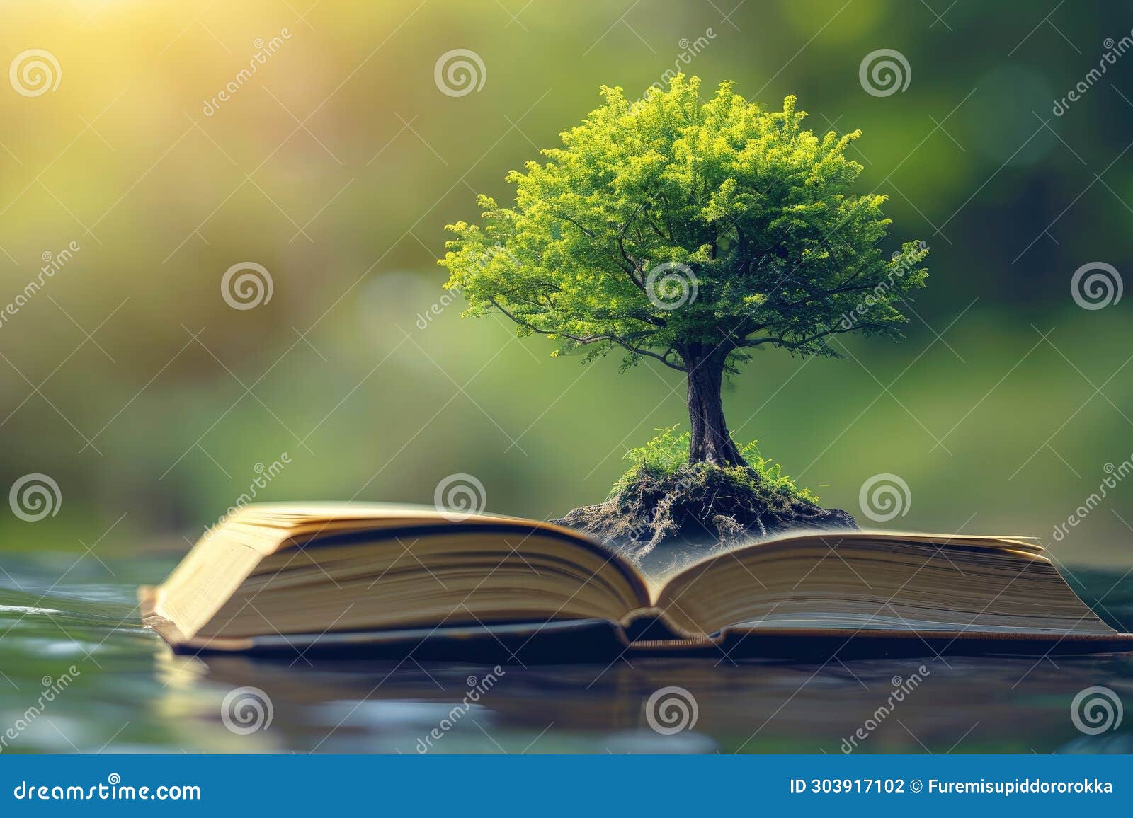 Tree Growing from an Open Book, Symbolizing the Growth of Knowledge and ...