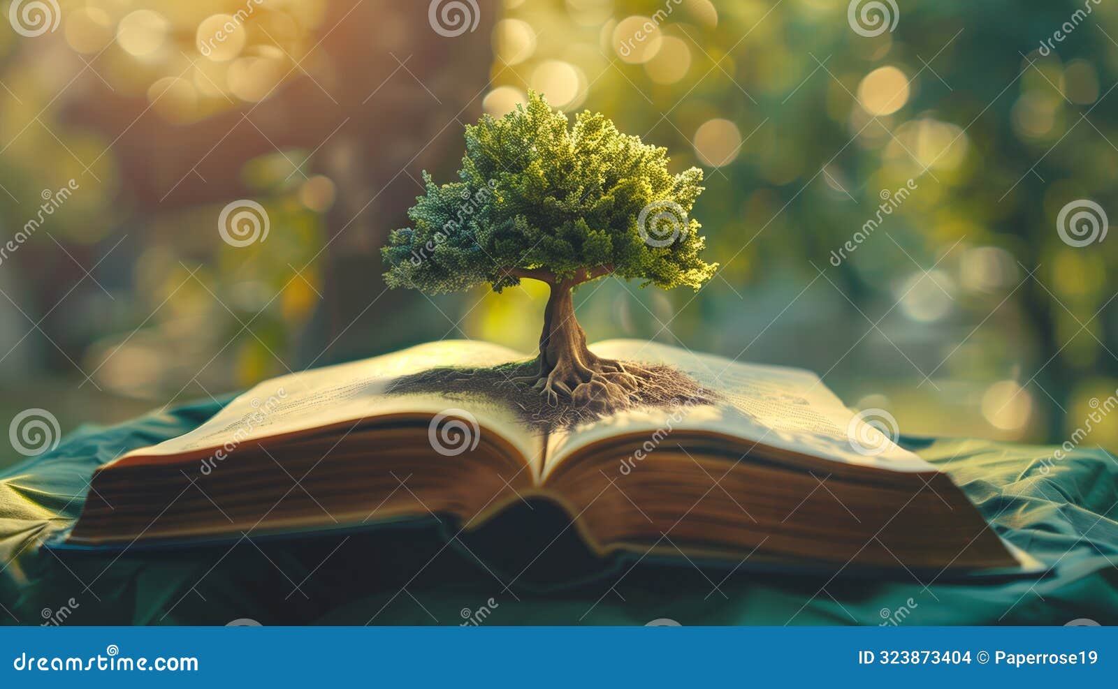 Tree Growing from an Open Book Stock Photo - Image of imagination ...