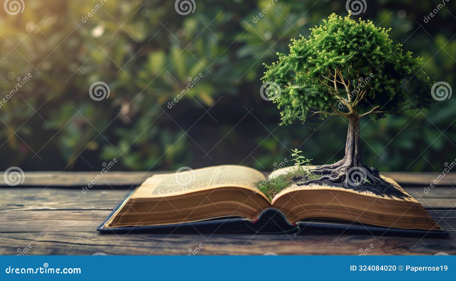 Tree Growing from an Open Book Stock Photo - Image of read, library ...