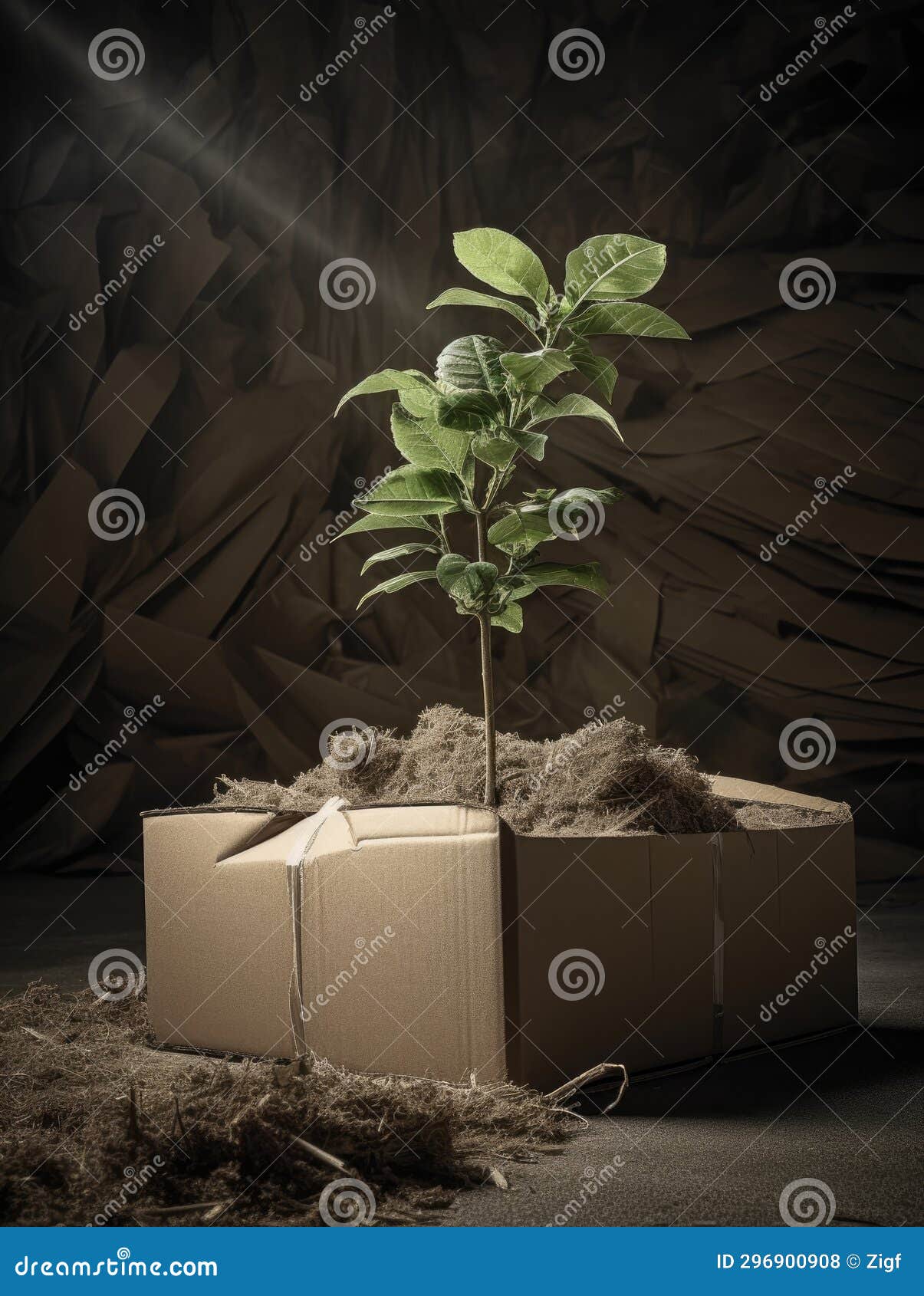 Tree Growing Out of a Cardboard Box Stock Illustration - Illustration ...