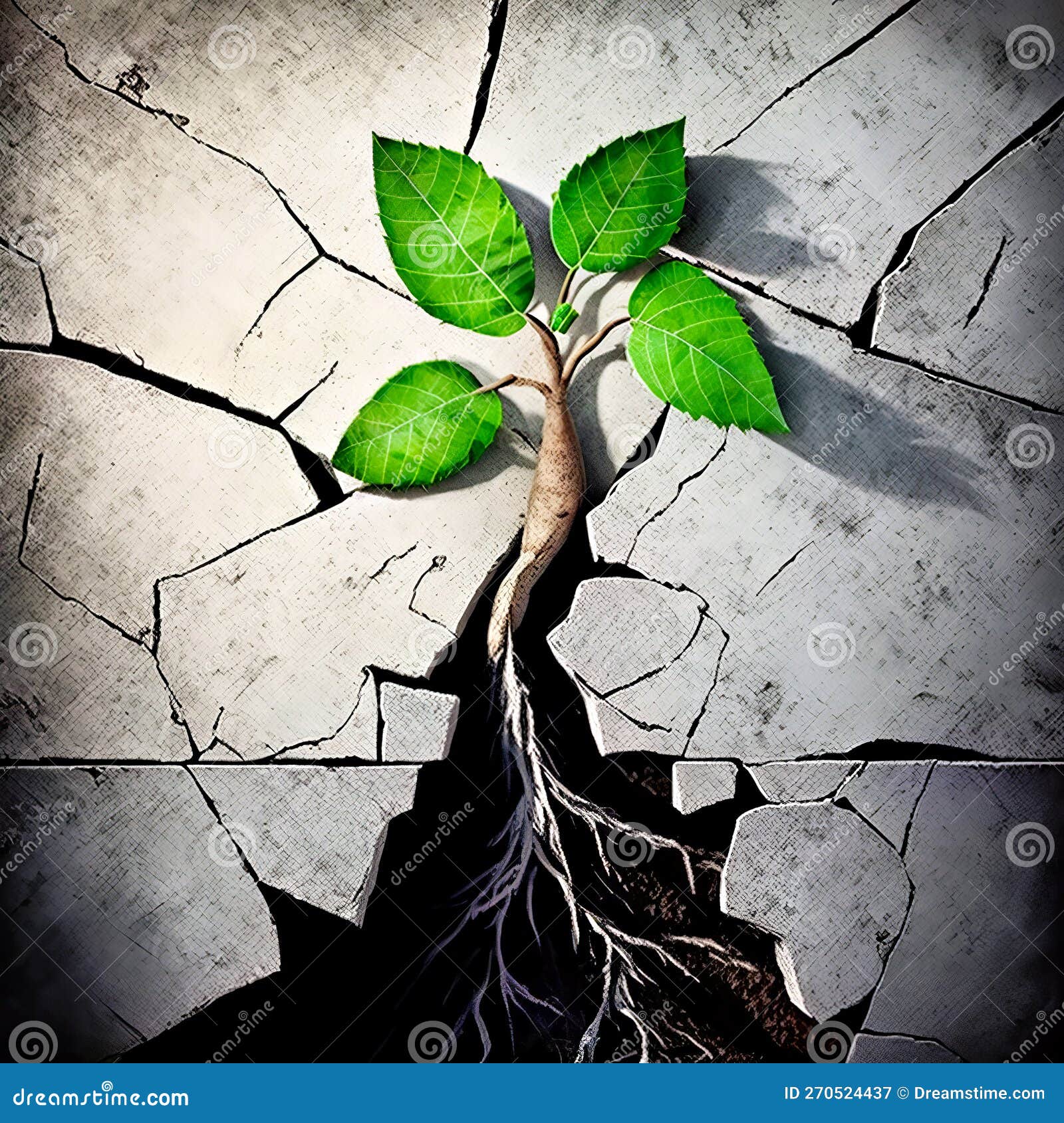 Tree Growing Out of Crack in the Ground Generative AI Stock ...