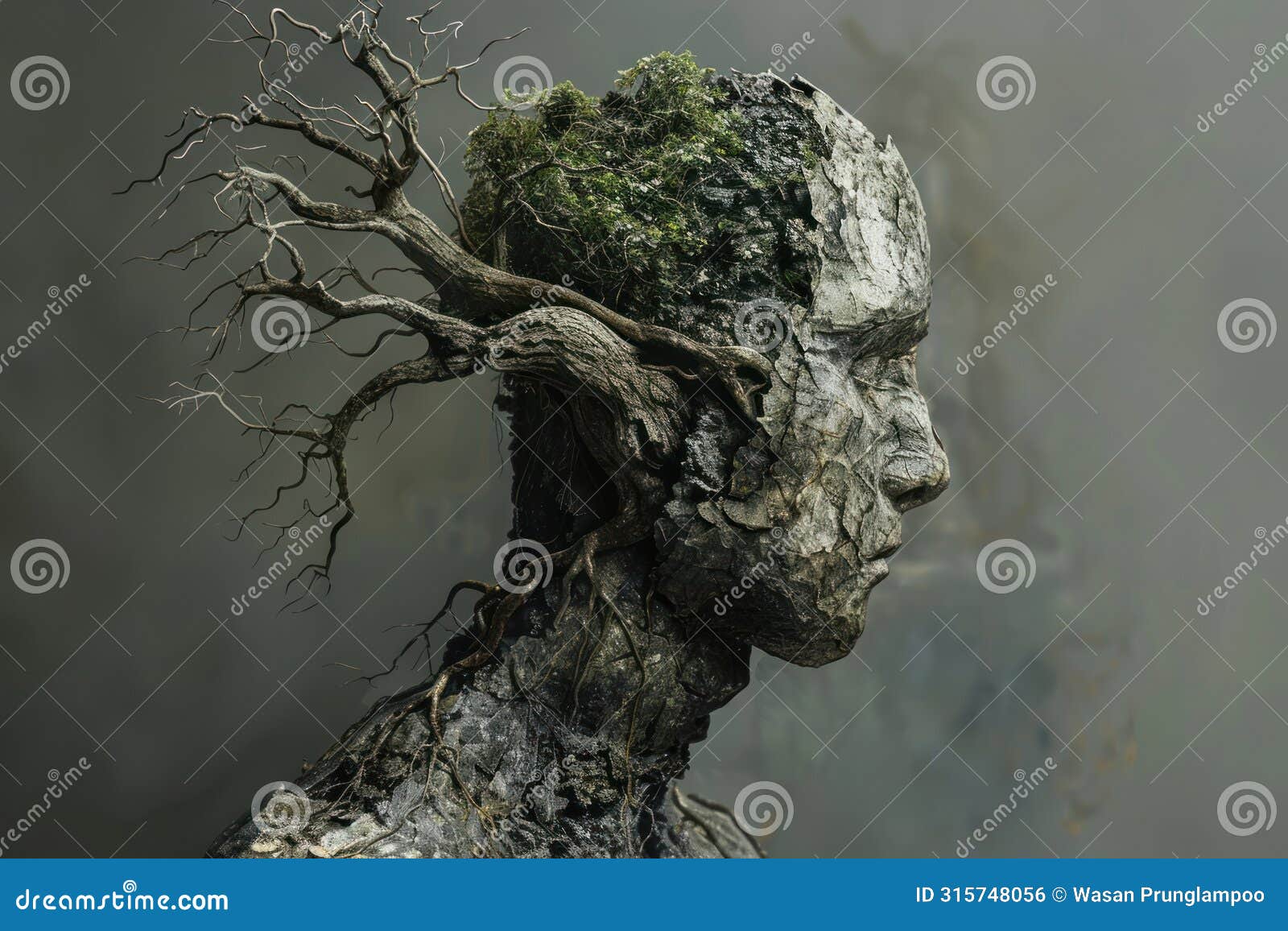 A Tree Growing Out of a Human Head Stock Photo - Image of thoughtful ...