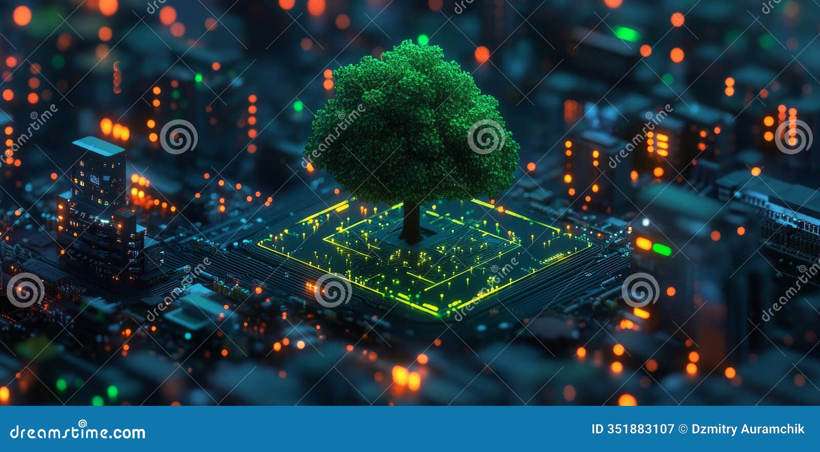 A Tree Growing Out of a Motherboard, Representing the Rise of Green ...