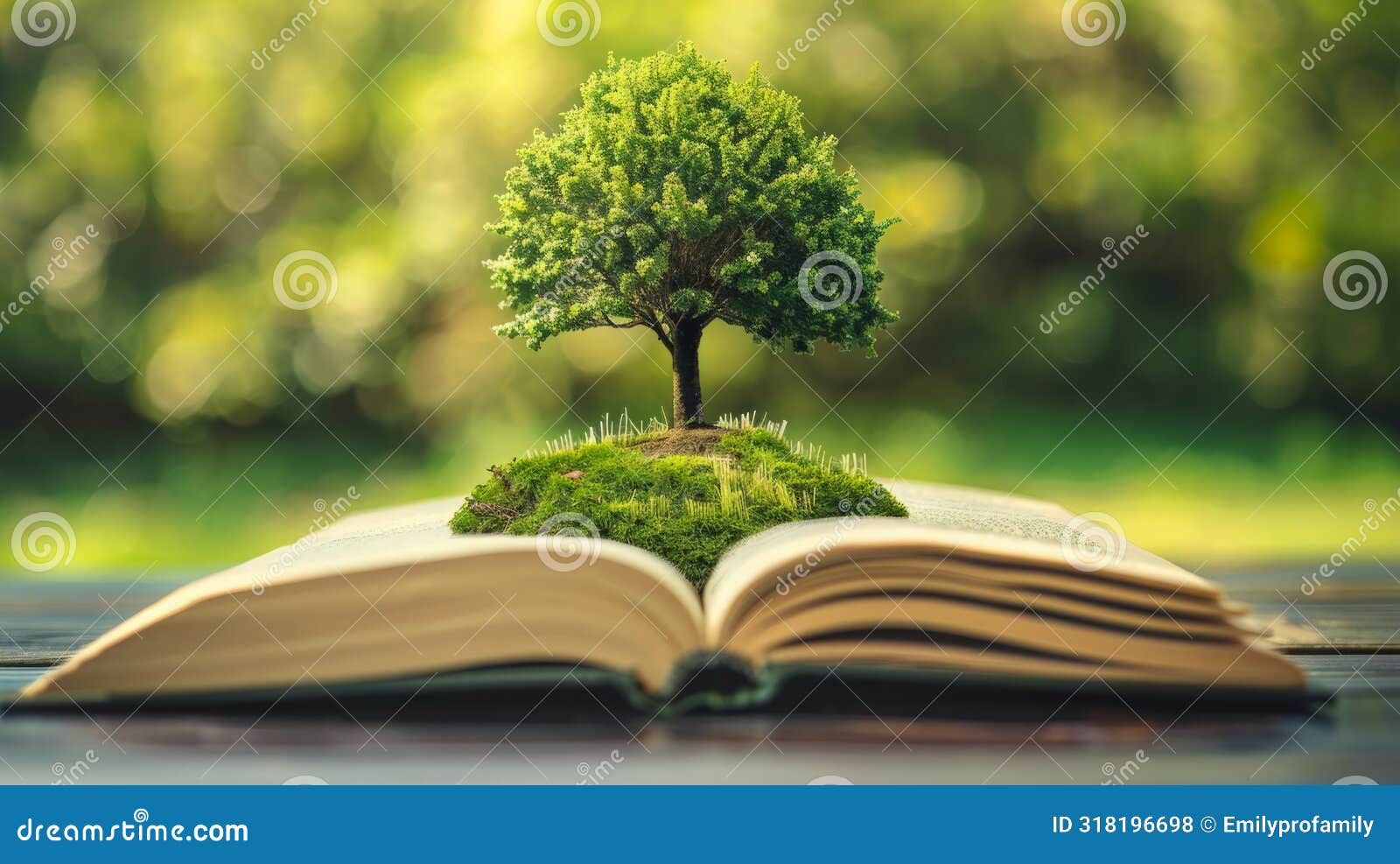 Open Book with Tree on Top stock photo. Image of learning - 318196698