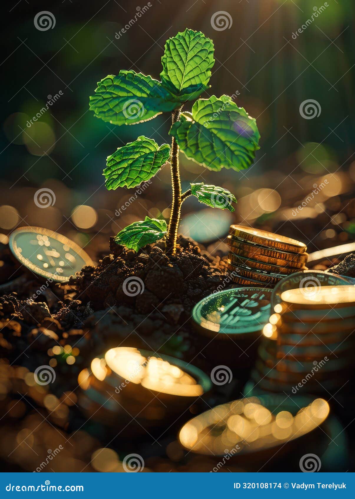 Tree Growing from Pile of Coins Stock Photo - Image of invest, plant ...