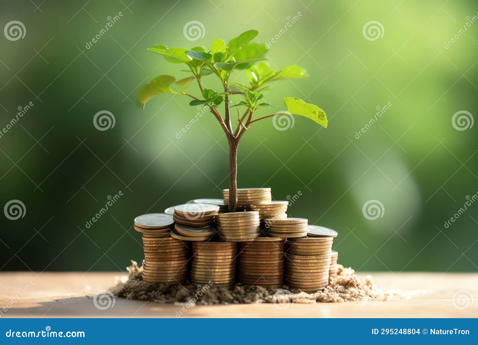 Tree Growing on a Pile Tree Growing on Coins Tree Growing from Coins ...