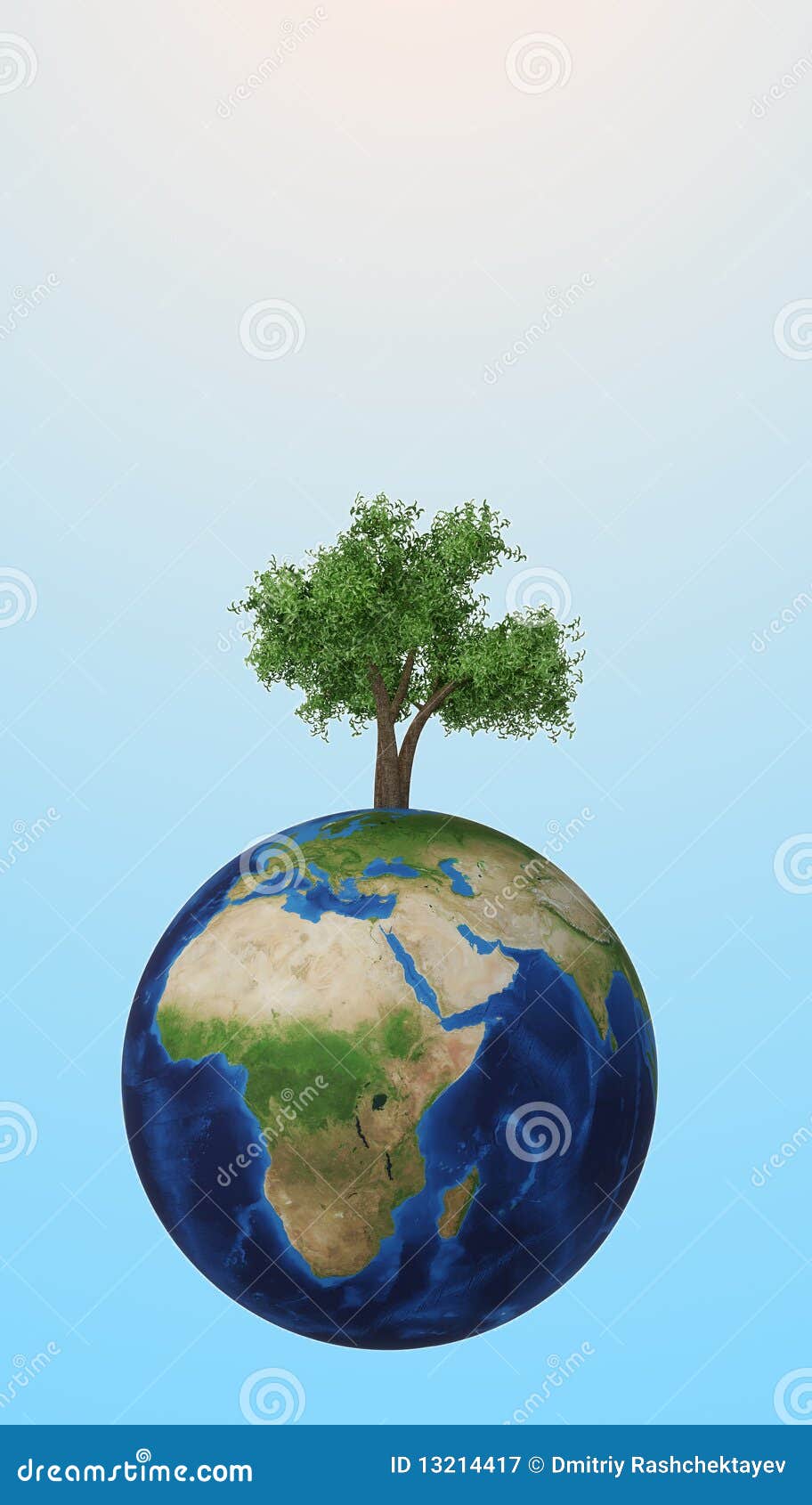 Tree growing on a planet stock illustration. Illustration of planet ...