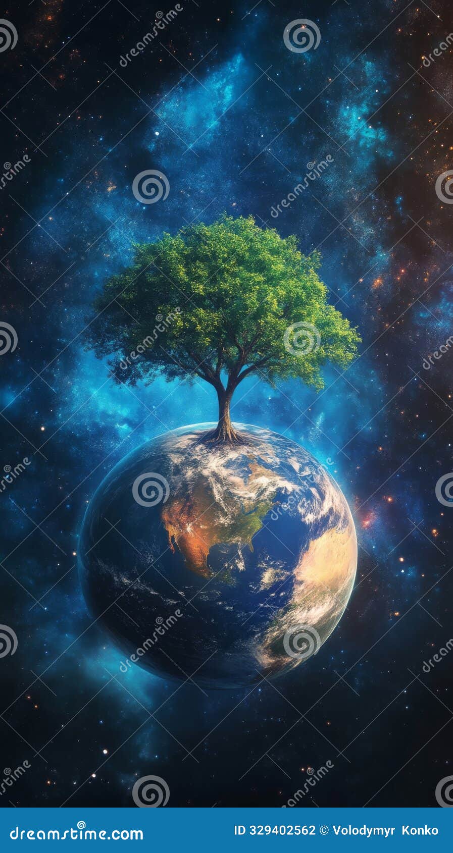 Tree Growing on Planet Earth in Space, Environmental Conservation ...