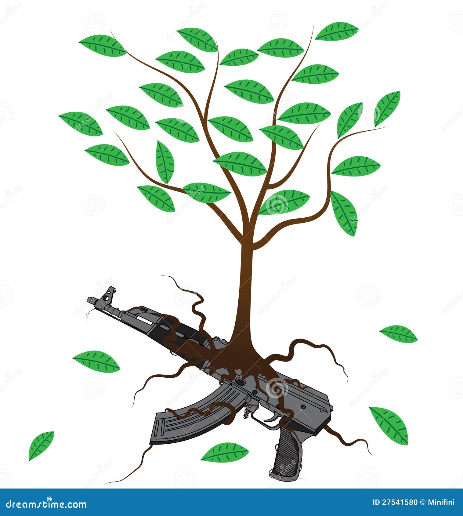 Tree growing from a rifle stock illustration. Illustration of growing ...