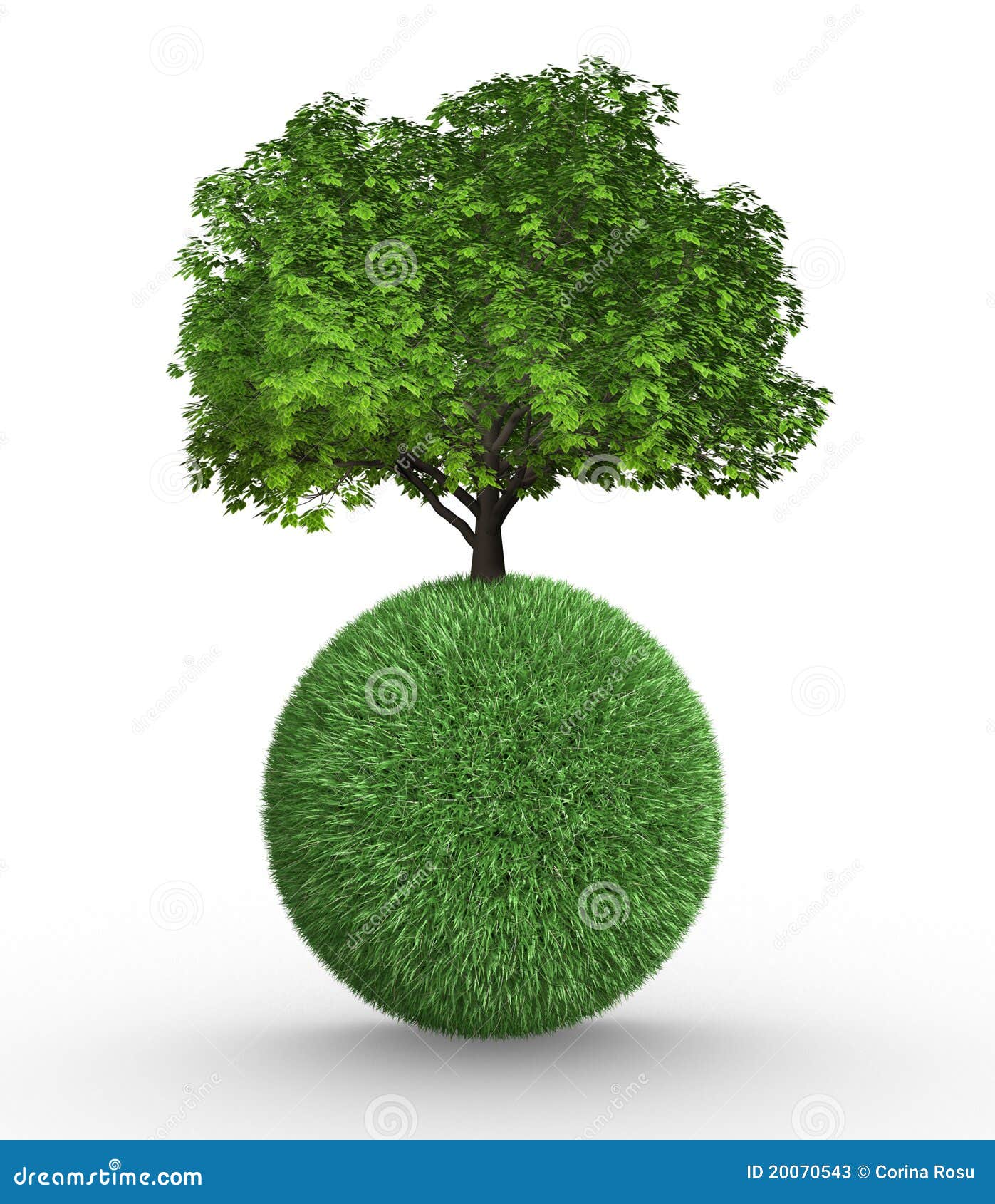Tree growing on a sphere stock illustration. Illustration of grass ...