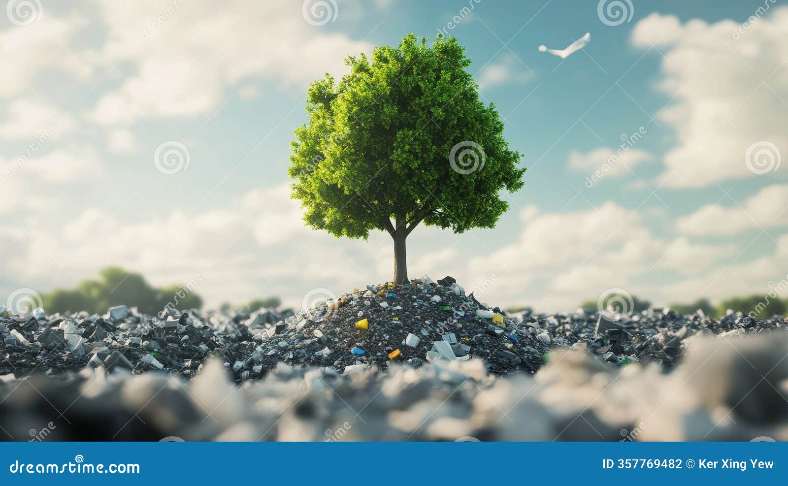 A Pile Of Trash On The Ground And On Rocks Next To The Mountains ...