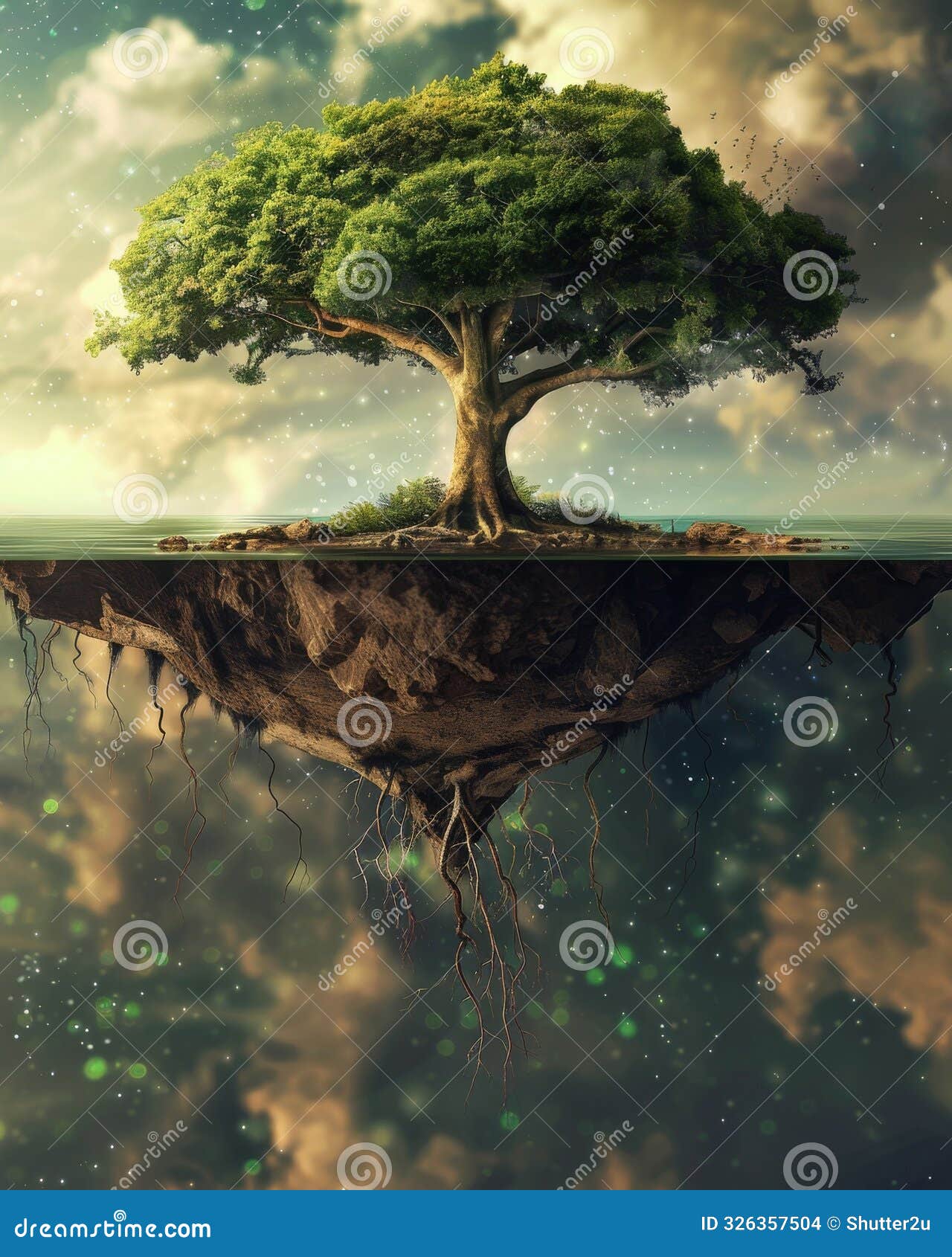 A Tree Growing Upside Down from the Sky Stock Illustration ...