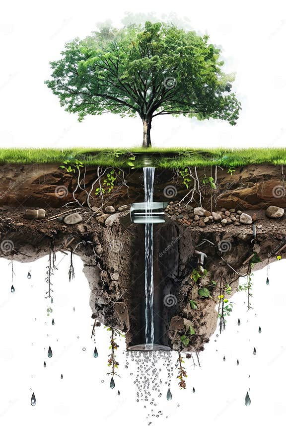 A Tree Grows from the Edge of a Rocky Cliff, with Its Roots Digging ...