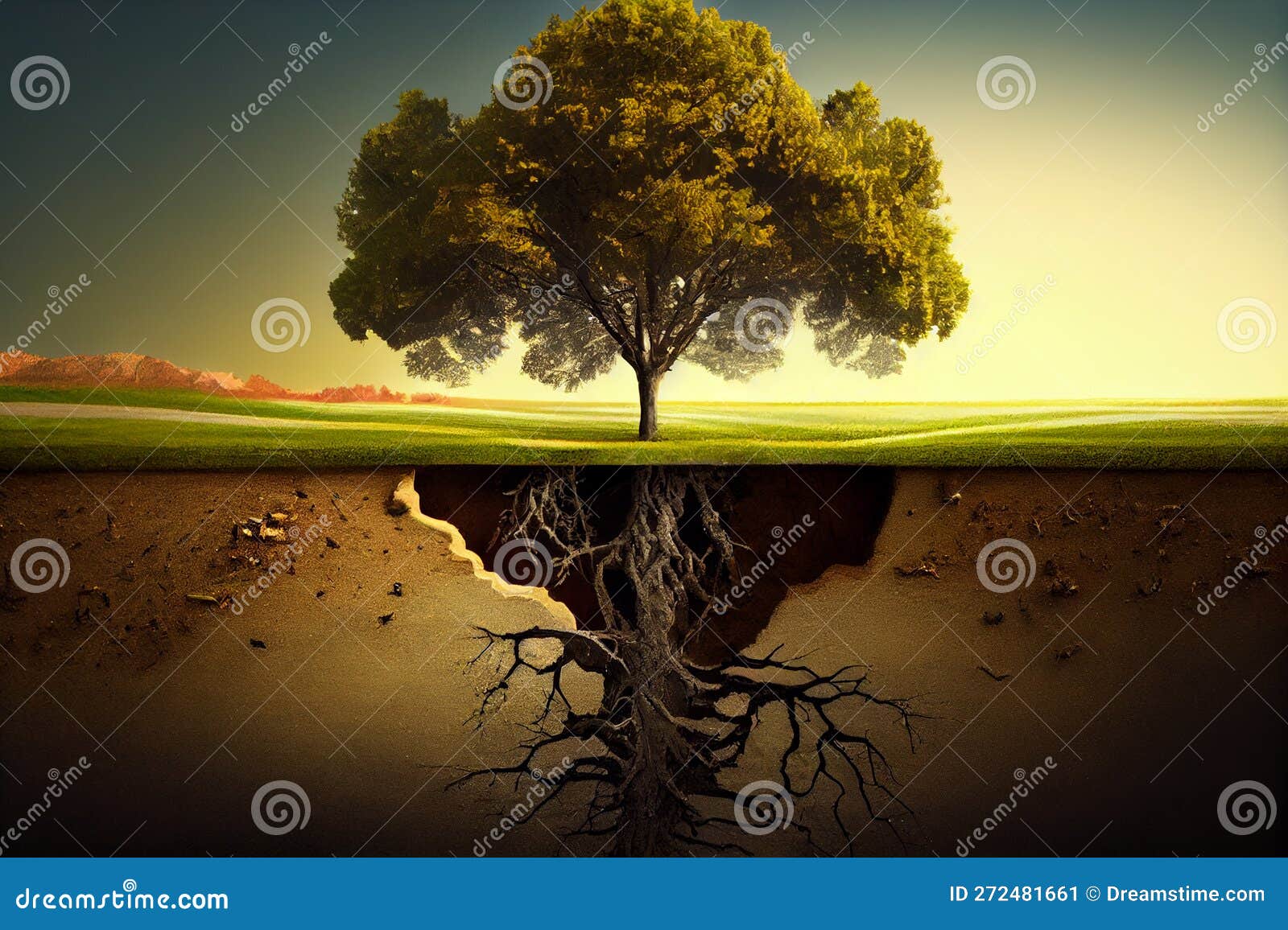 The Tree Grows in the Field, on the Surface and Underground.generative ...