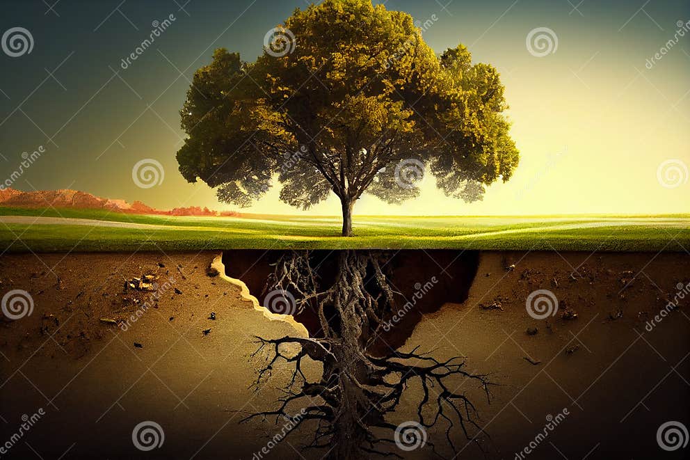 The Tree Grows in the Field, on the Surface and Underground.generative ...