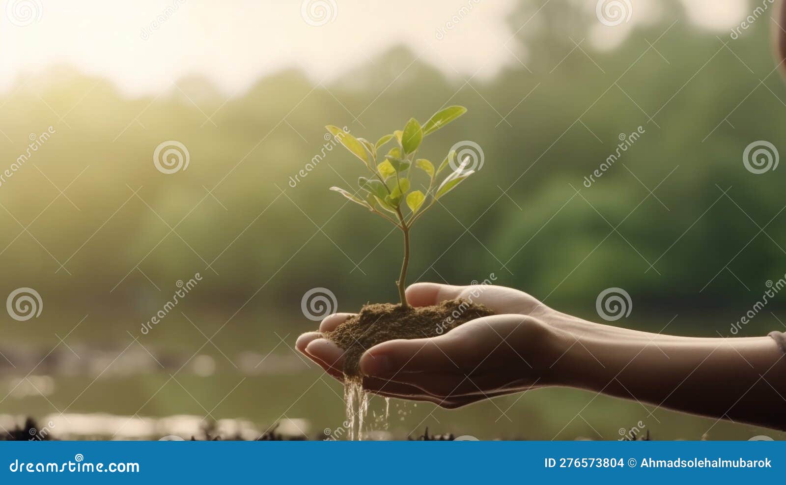 A Tree Grows on Hand, Forest Conservation Concept Stock Illustration ...