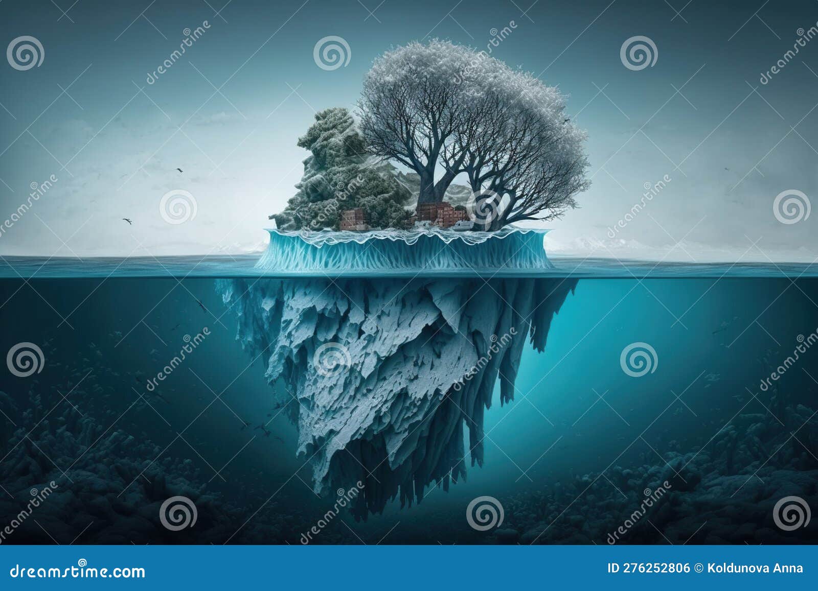 A Tree Grows on an Iceberg in the Middle of the Ocean, Created with ...